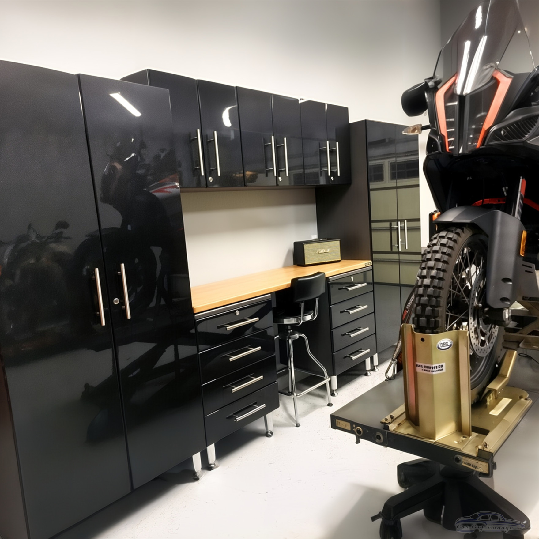 Black Modular 8 Piece Kit with Bamboo Worktop for Garage