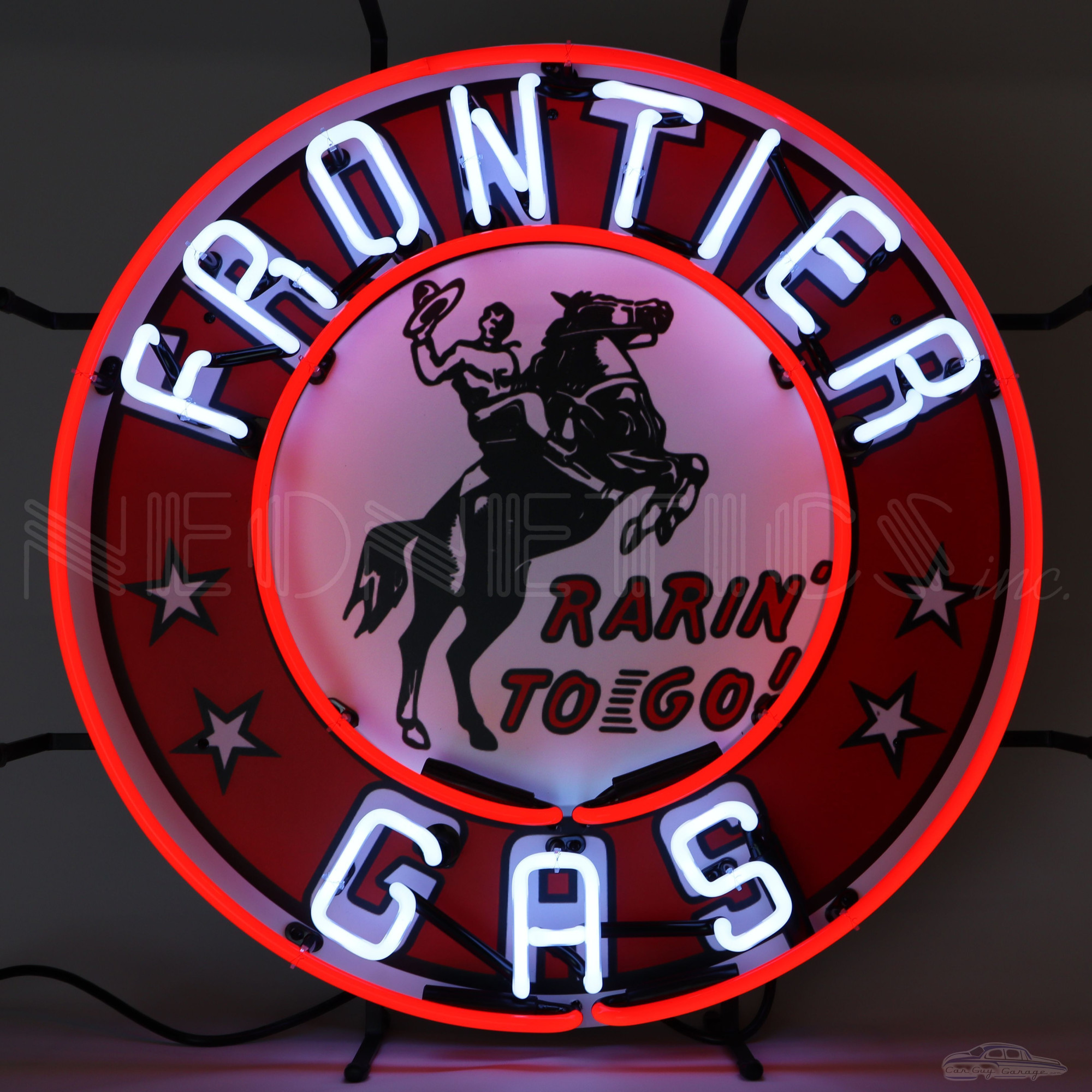 Frontier Gasoline Neon Sign - Vintage Americana Decor, 24"x24"