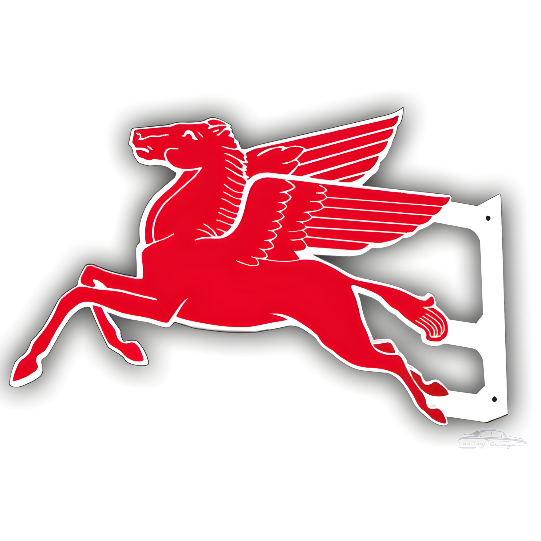 Double Sided Flange Mobil Pegasus Metal Sign - 25.5" x 17.5"