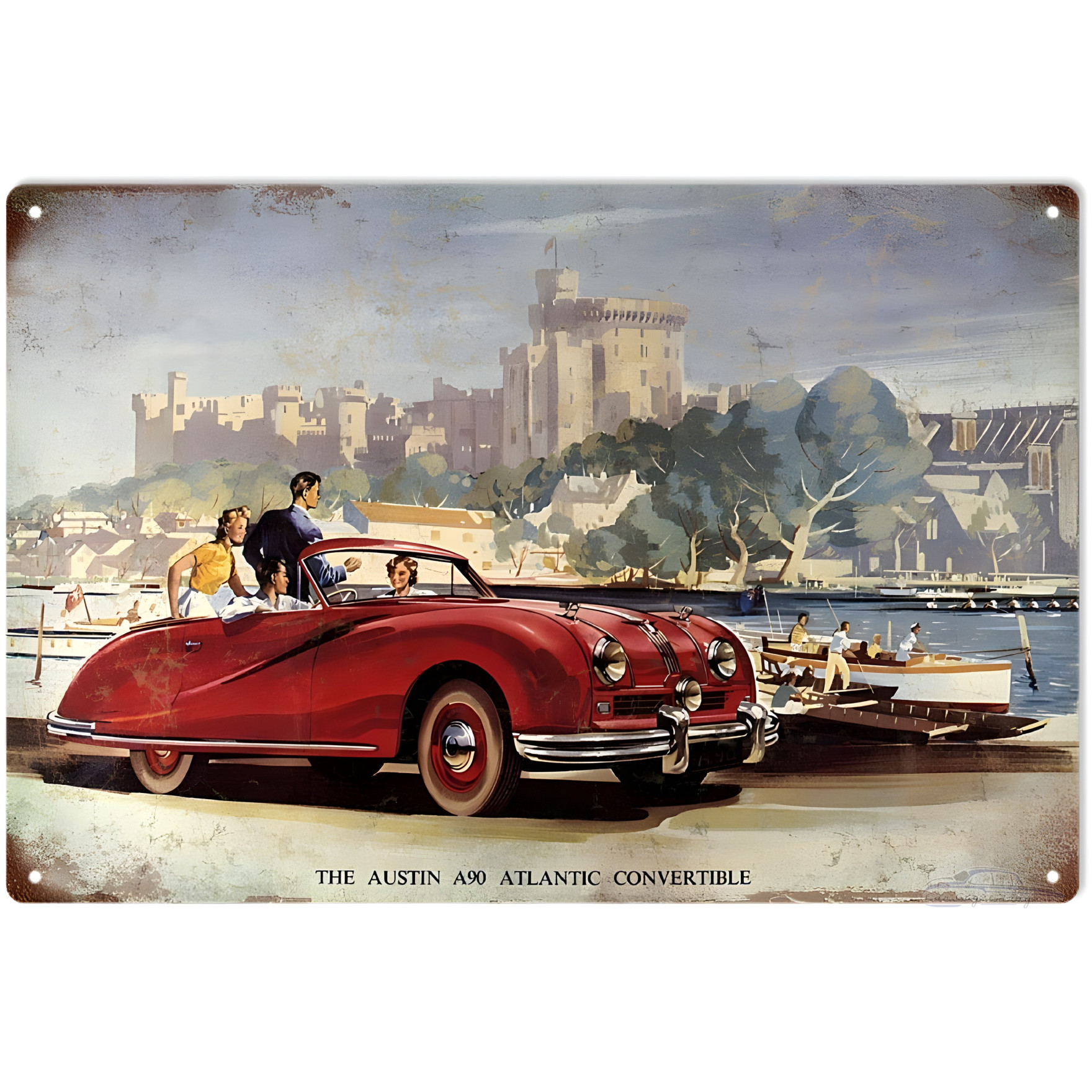 Austin A90 Atlantic Convertible Old Nostalgic Car Metal Sign - 12" x 18"