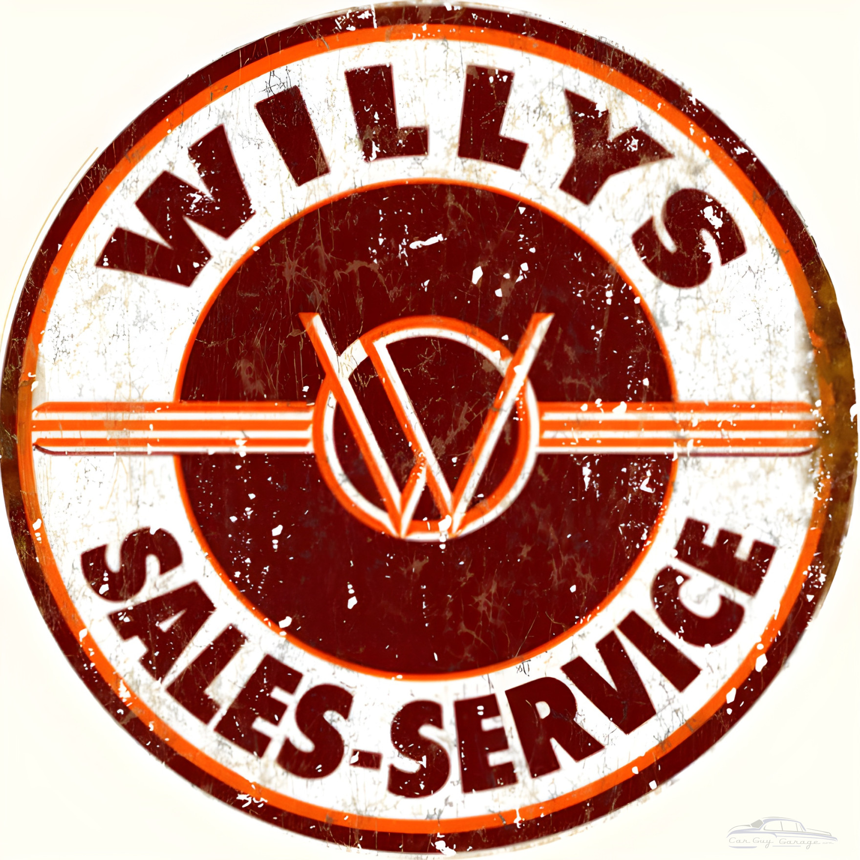 Willys Sales-Service Station Metal Sign - 14" Round