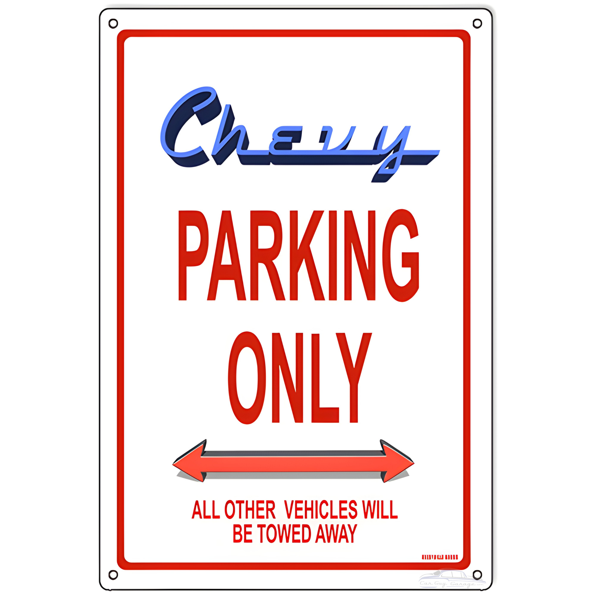 Chevy Parking Only Metal Sign - 12" x 18"