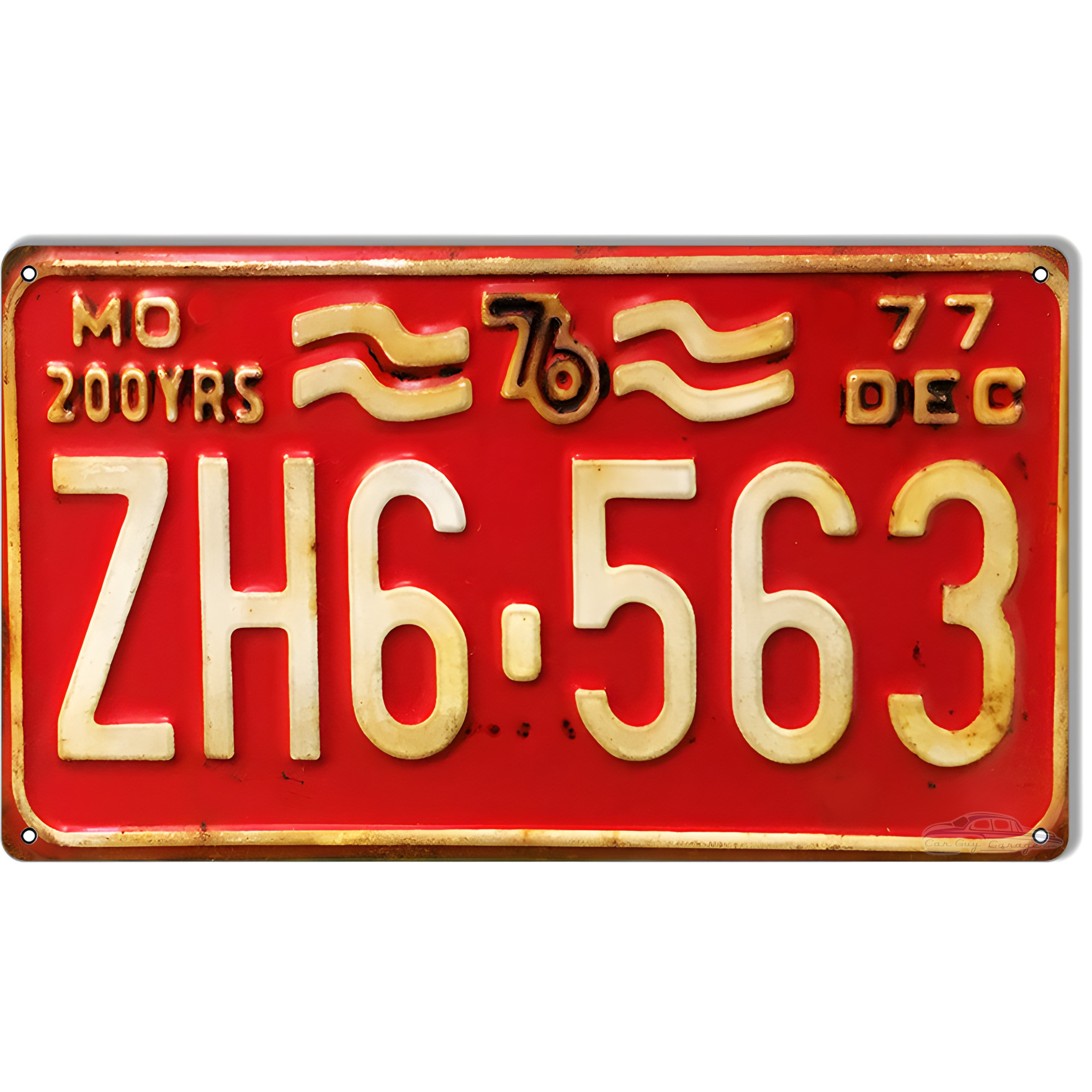 Aged Looking MO 563 License Plate Gas Station Metal Sign - 8" x 14"