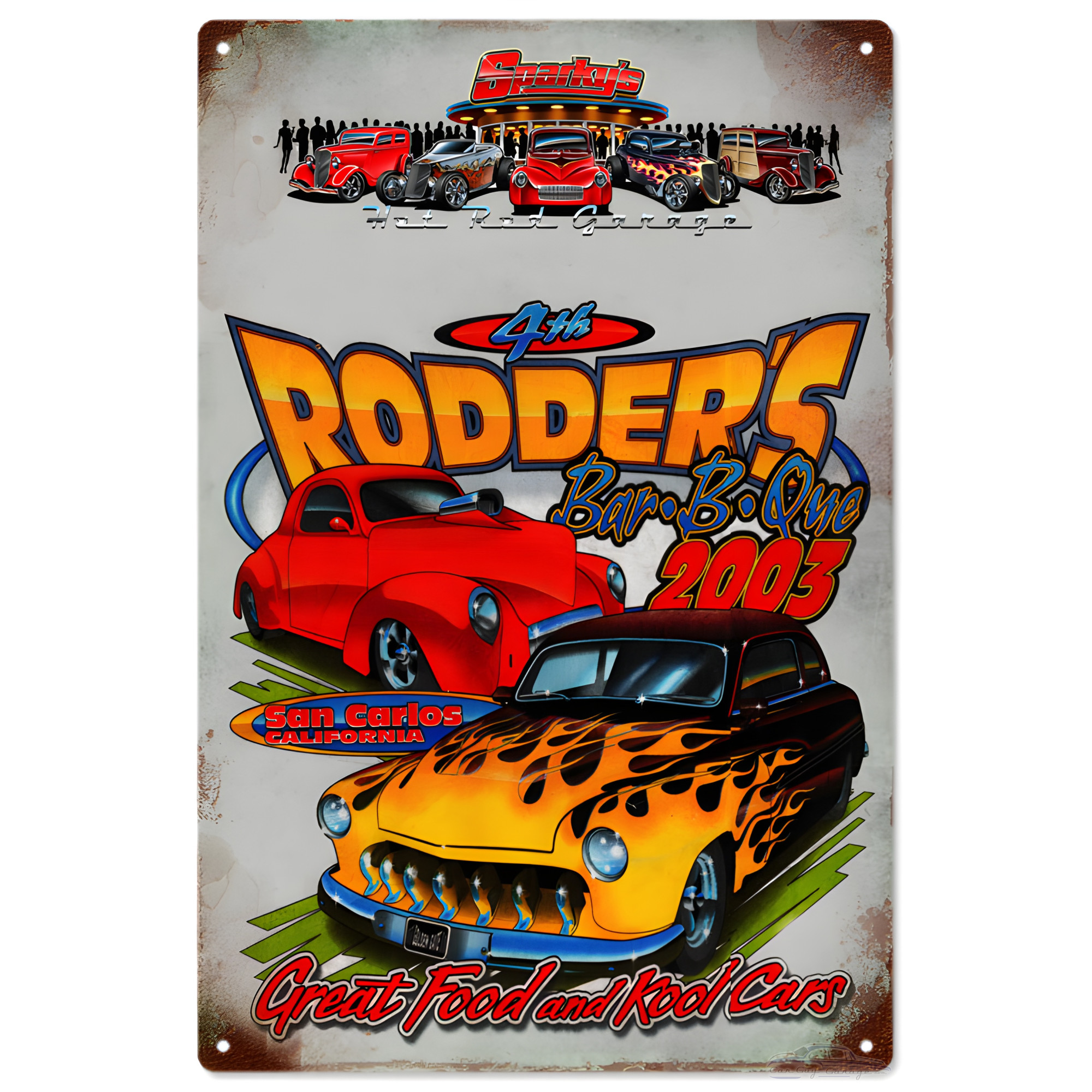 Hot Rod Garage Sign Rodders San Carlos Ca Metal Sign - 12" x 18"