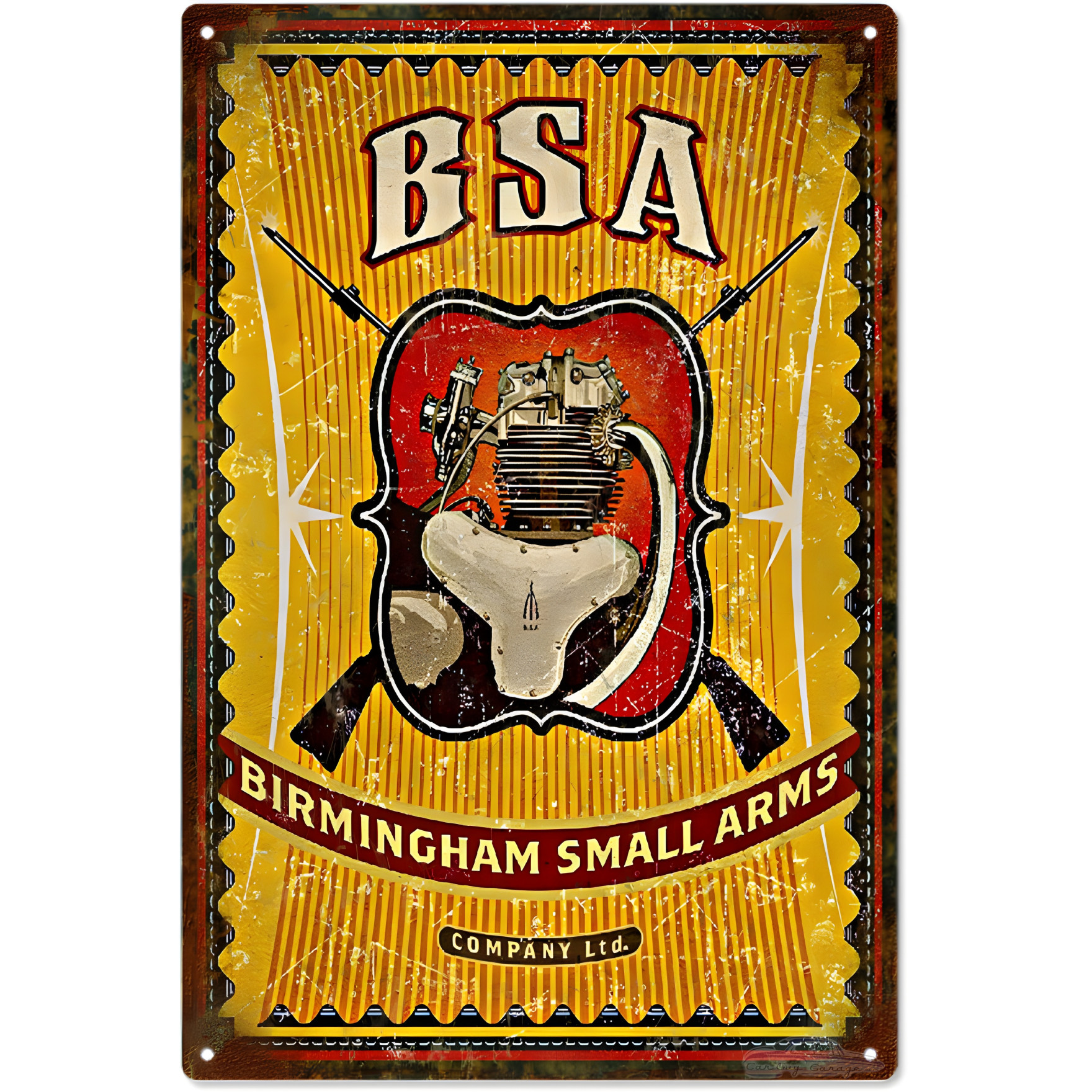 BSA Engine Birmingham Small Arms Metal Sign - 12" x 18"