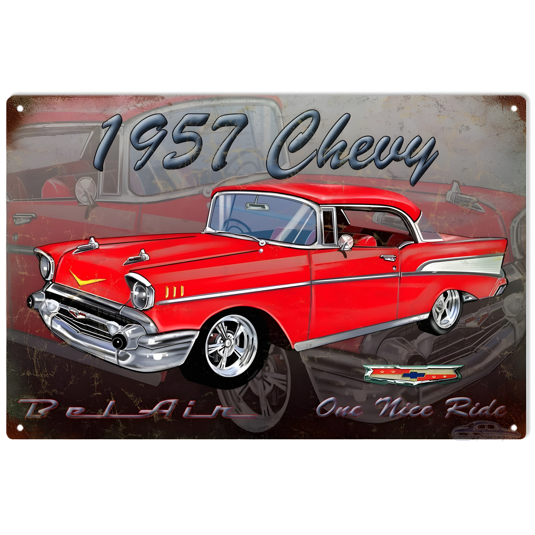 1957 Chevy Hot Rod Garage Metal Sign - 12" x 18"