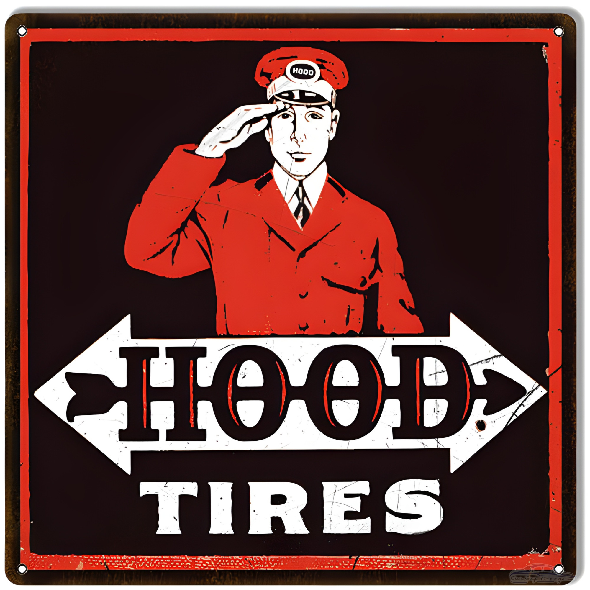 Hood Tires Gas Station Metal Sign - 12" x 12"