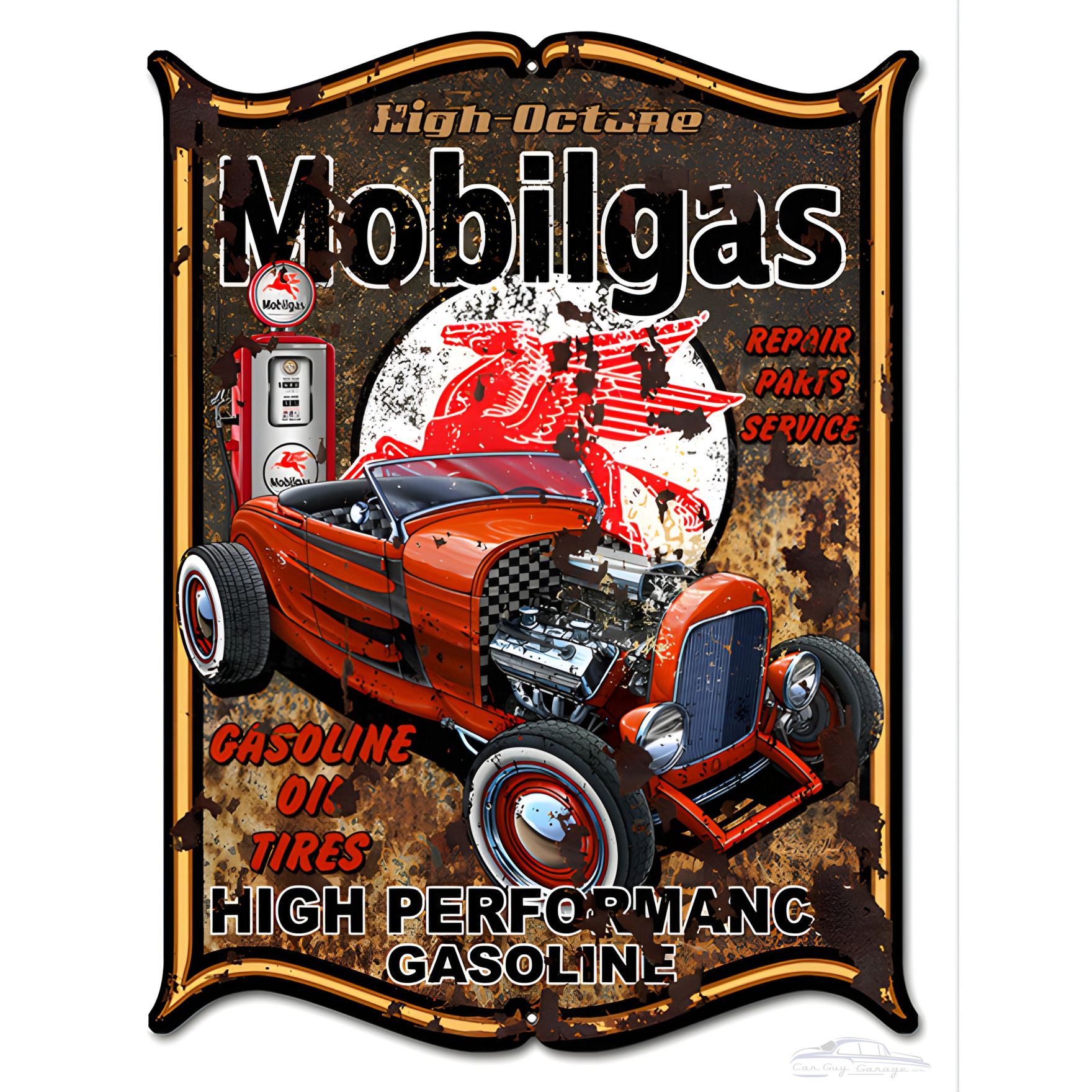 Mobilgas High Performance Gasoline Metal Sign - 14" x 18"
