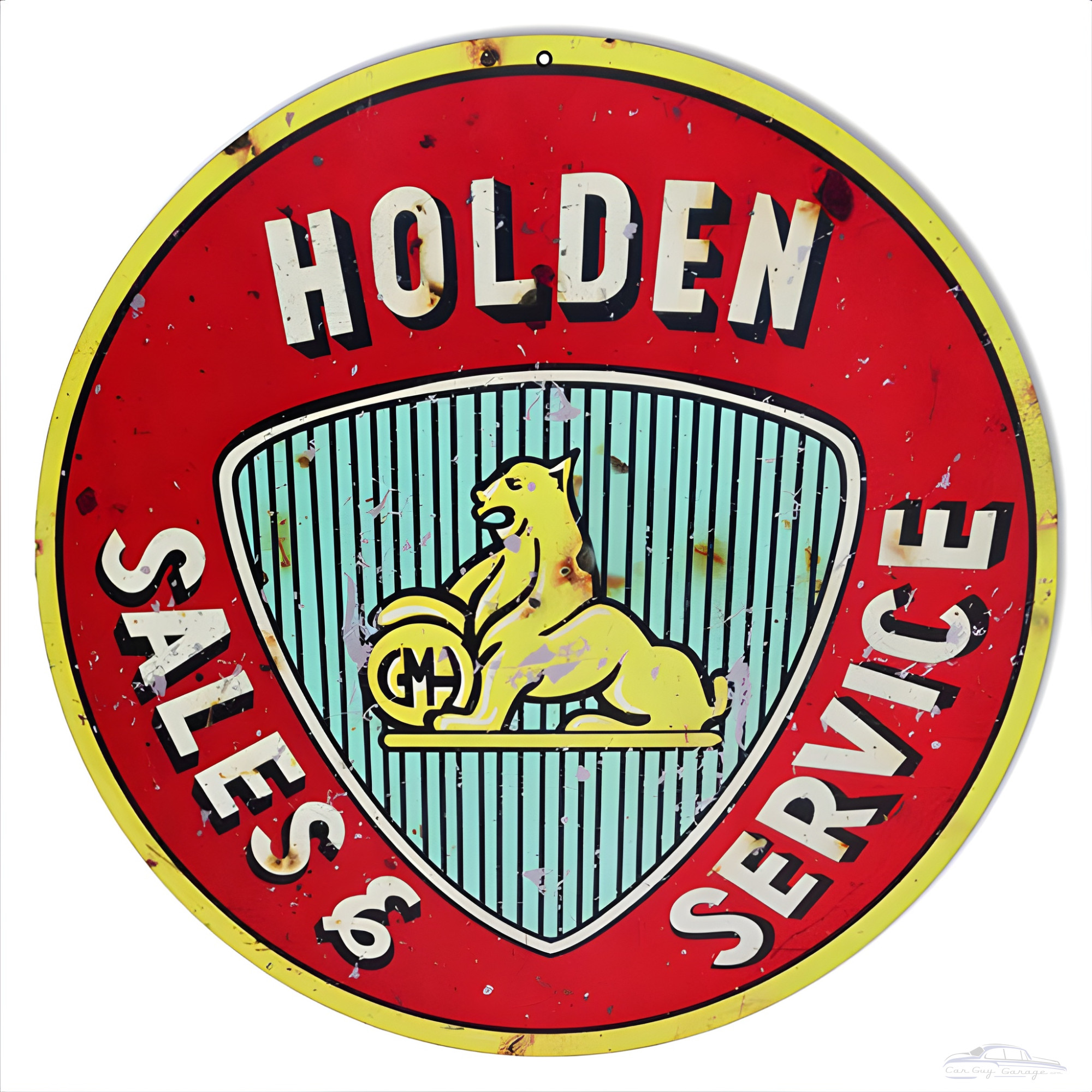 Holden Sales And Service Gas Station Metal Sign - 14" Round