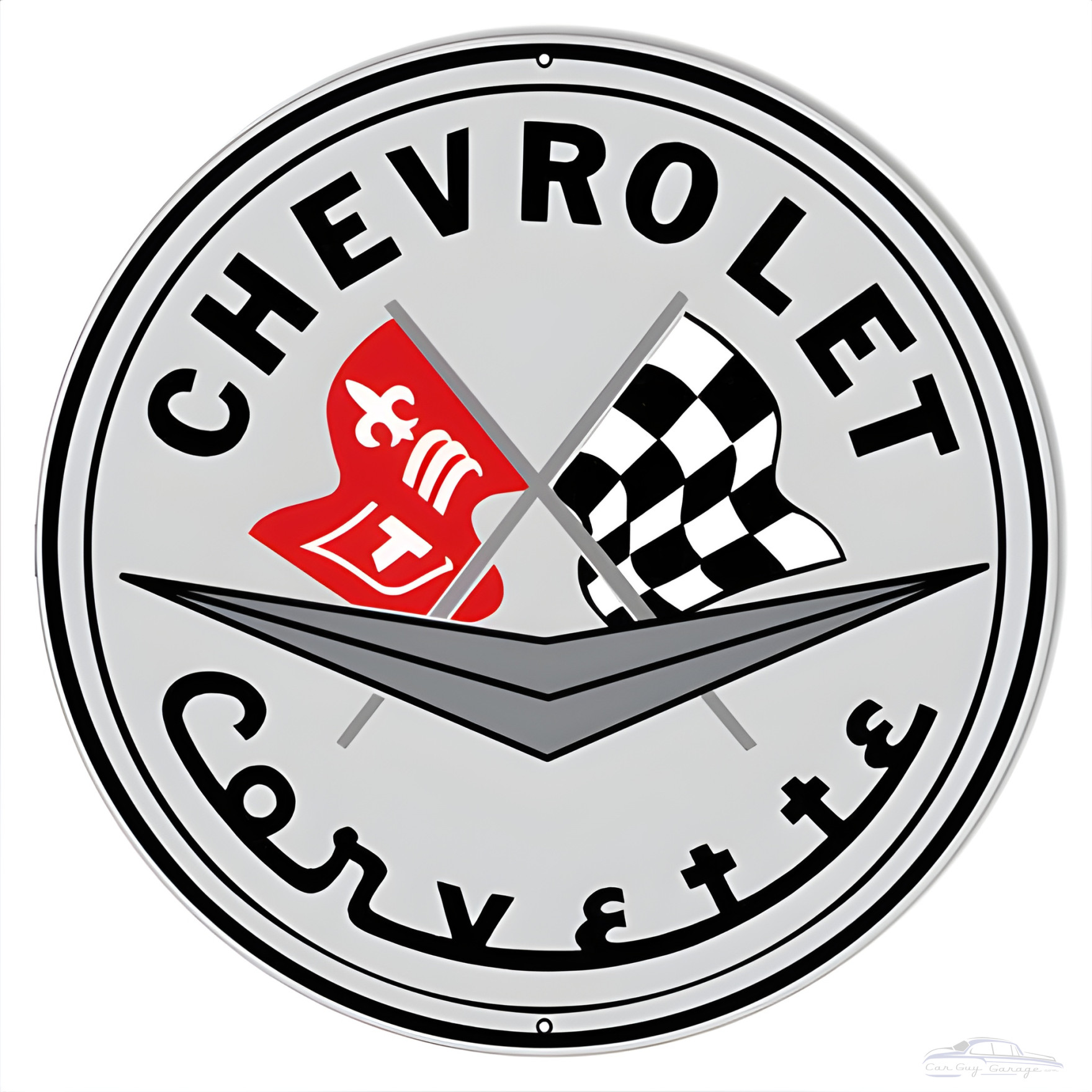 Chevrolet Corvette Reproduction Garage Metal Sign - 24" Round
