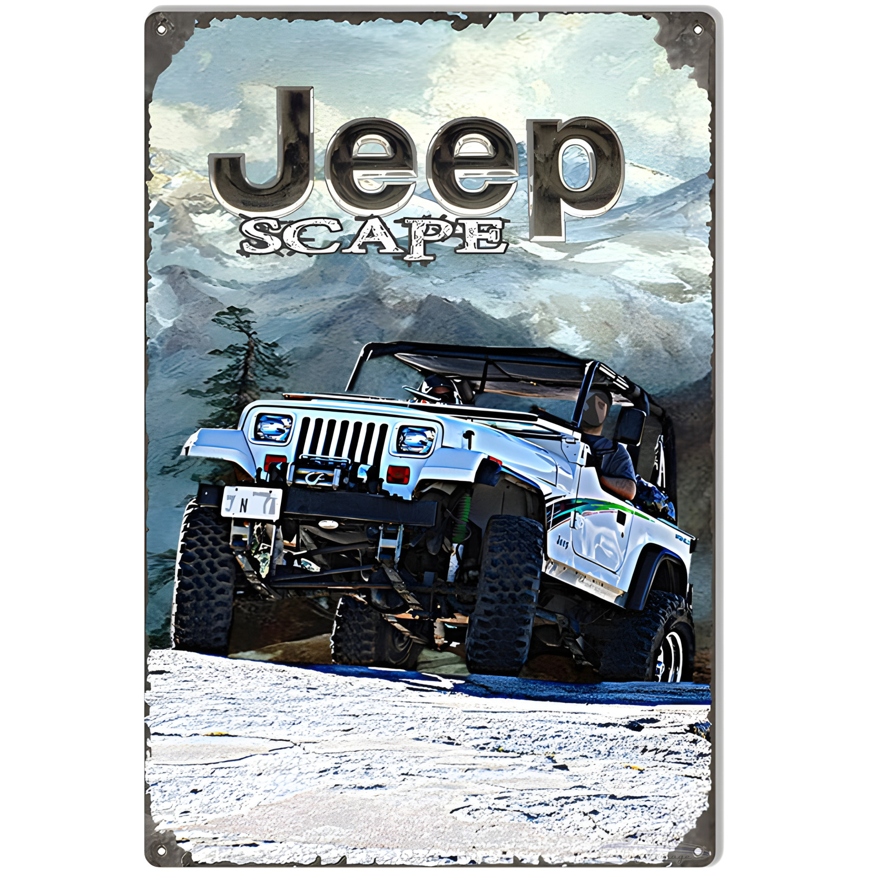Jeep Scape Metal Sign - 12" x 18"