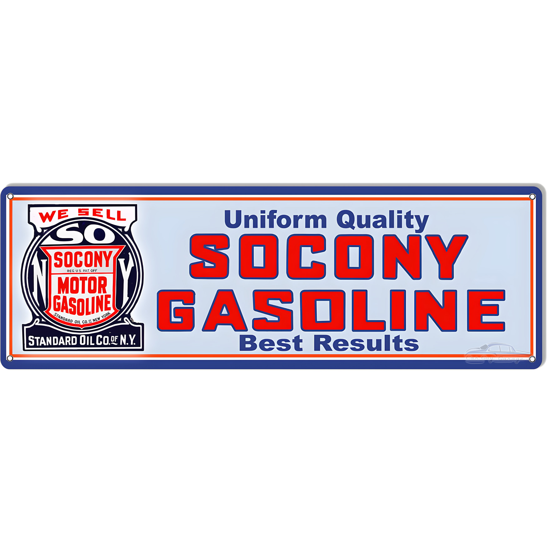 Socony Gasoline Metal Sign - 8" x 24"