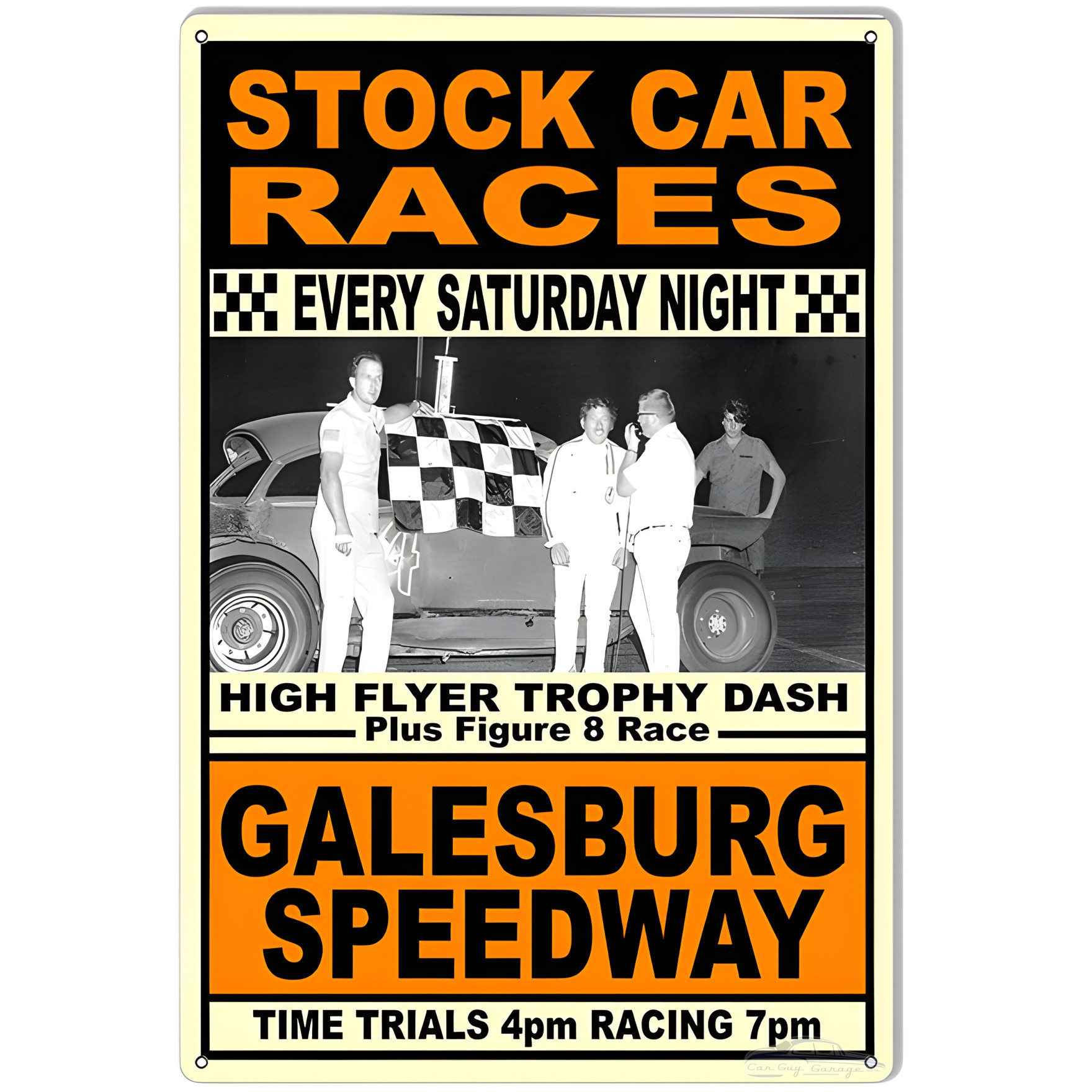 High Flyer Trophy Dash Galesburg Motor Speedway Metal Sign - 12" x 28"