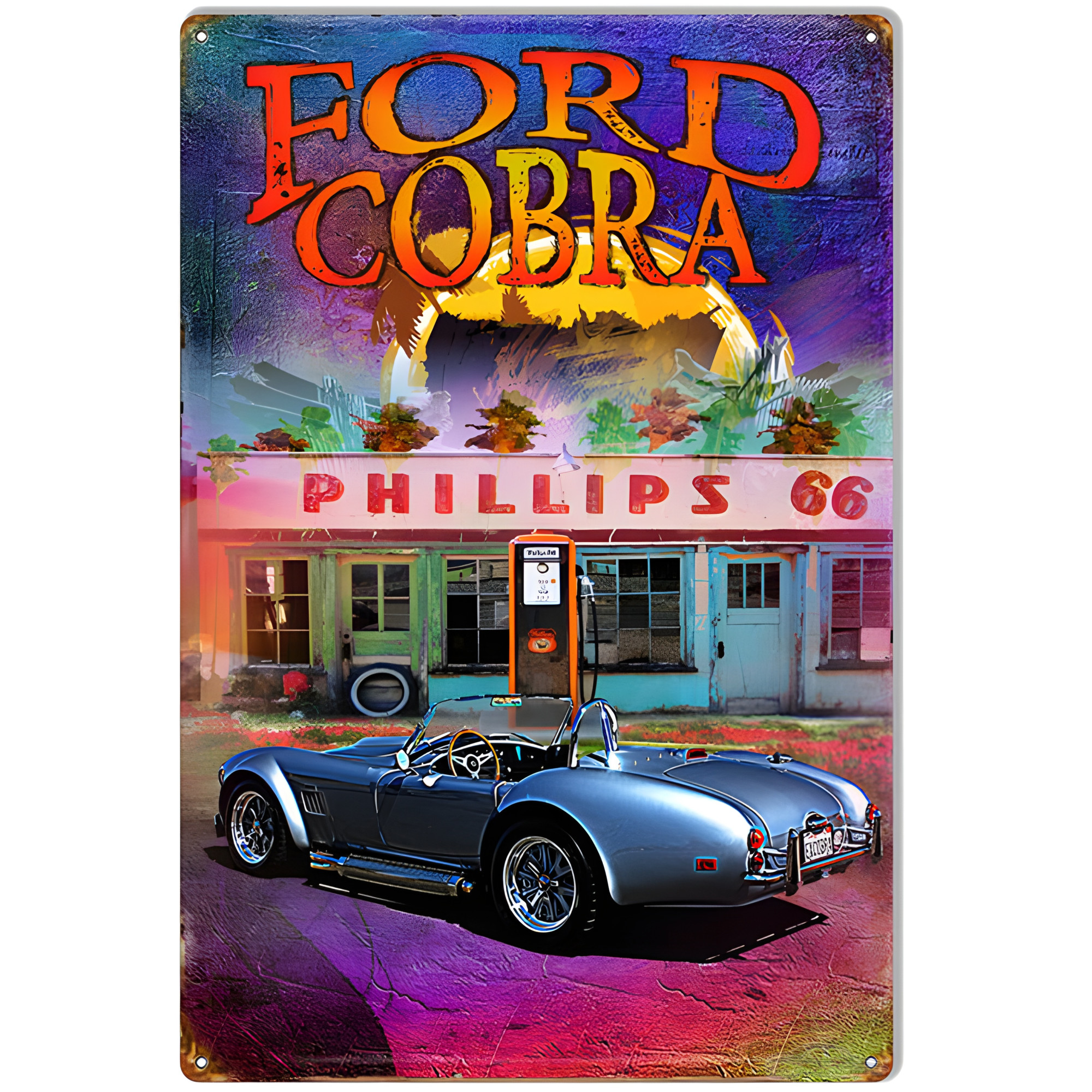 Reproduction Ford Cobra Metal Sign - 12" x 18"