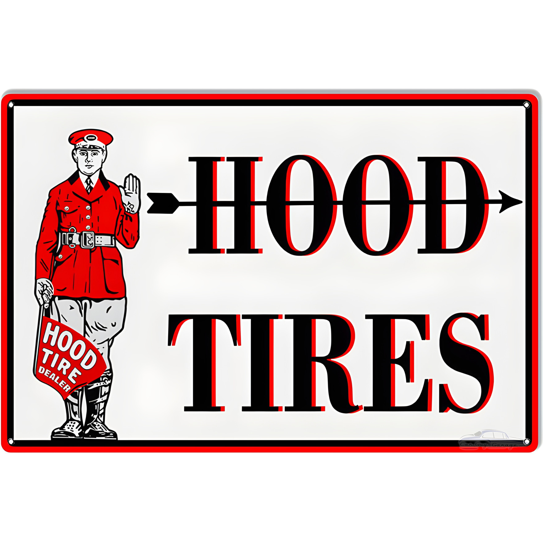 Hood Tires Garage Shop Metal Sign - 12" x 18"