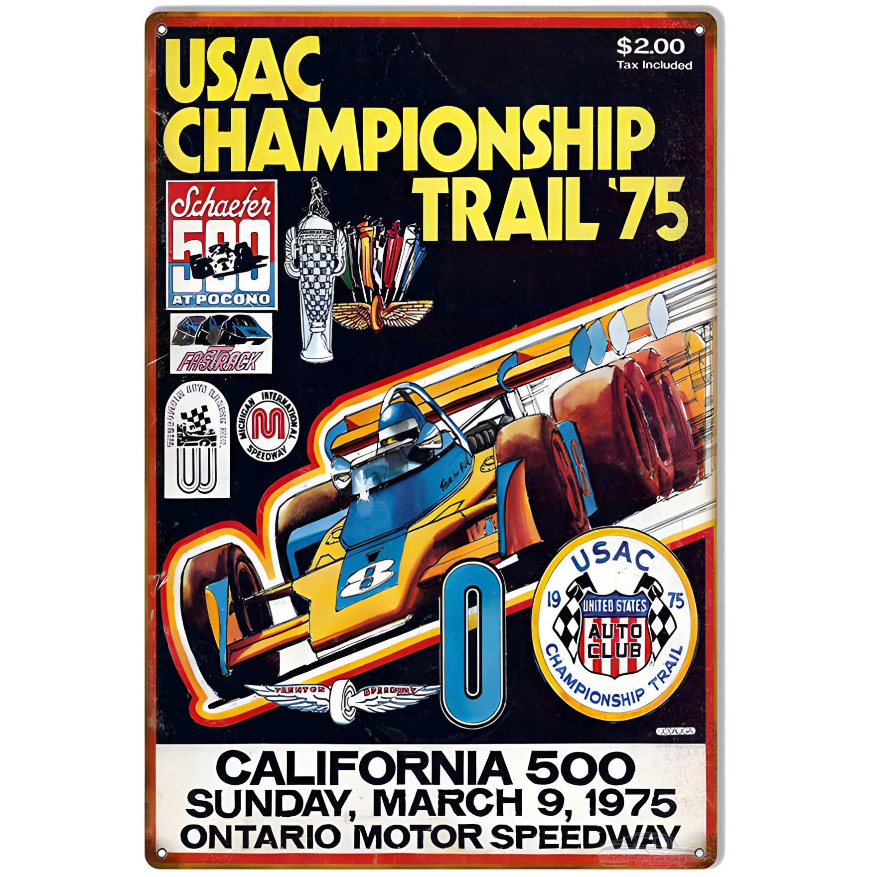 USAC Championship 500 Motor Speedway Metal Sign - 12" x 18"