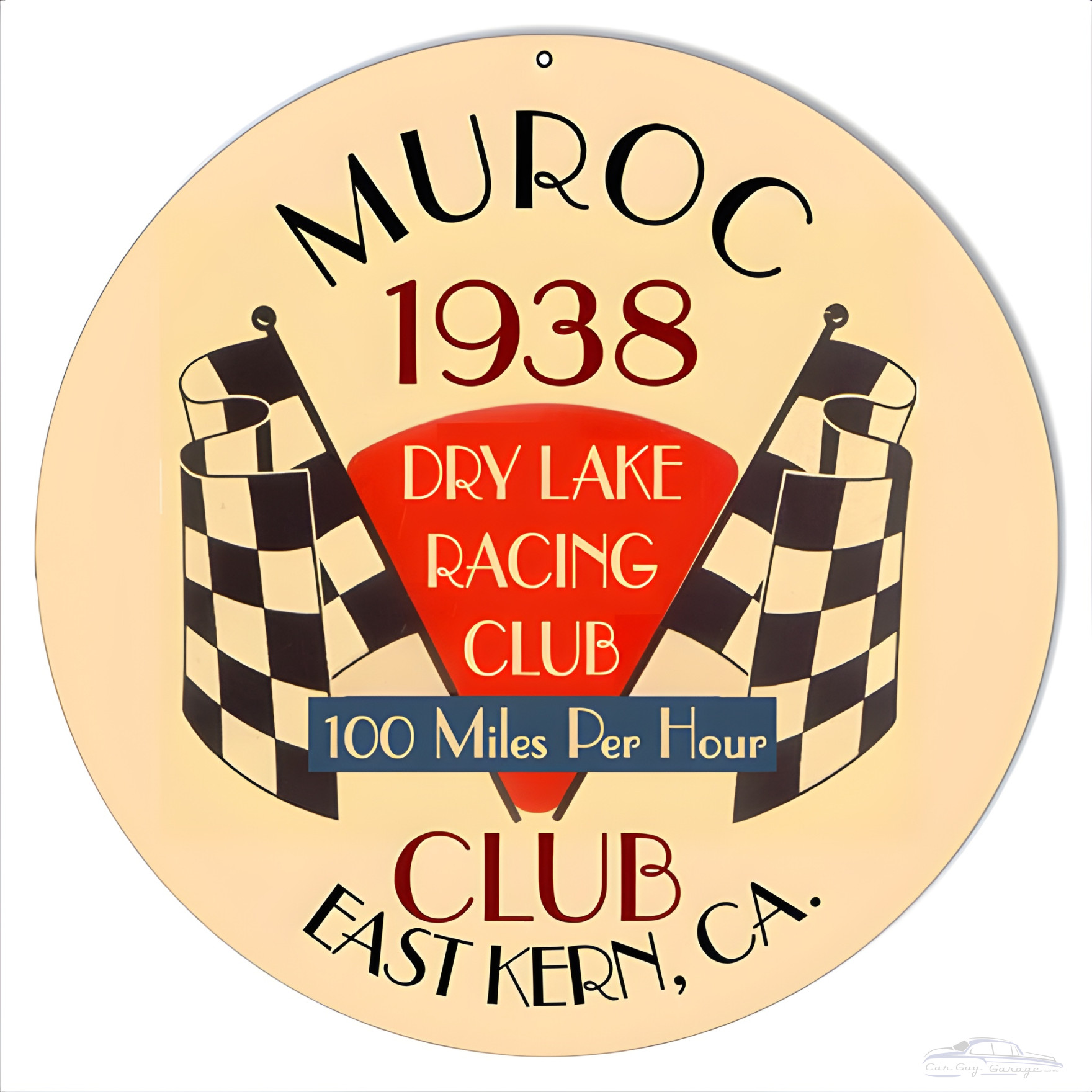 Muroc Club 1938 Motor Speedway Metal Sign - 14" Round