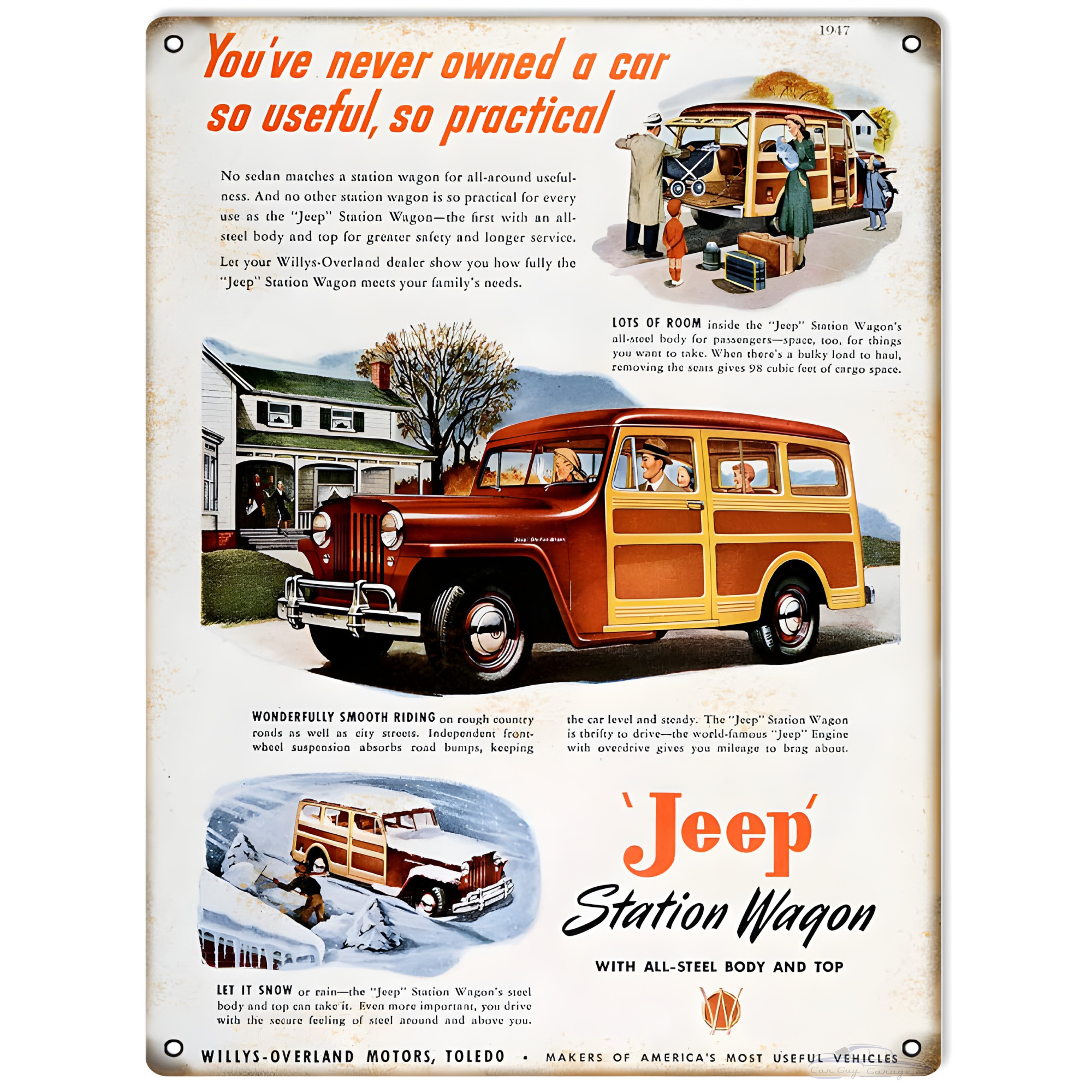 Jeep Station Wagon Metal Sign - 9" x 12"