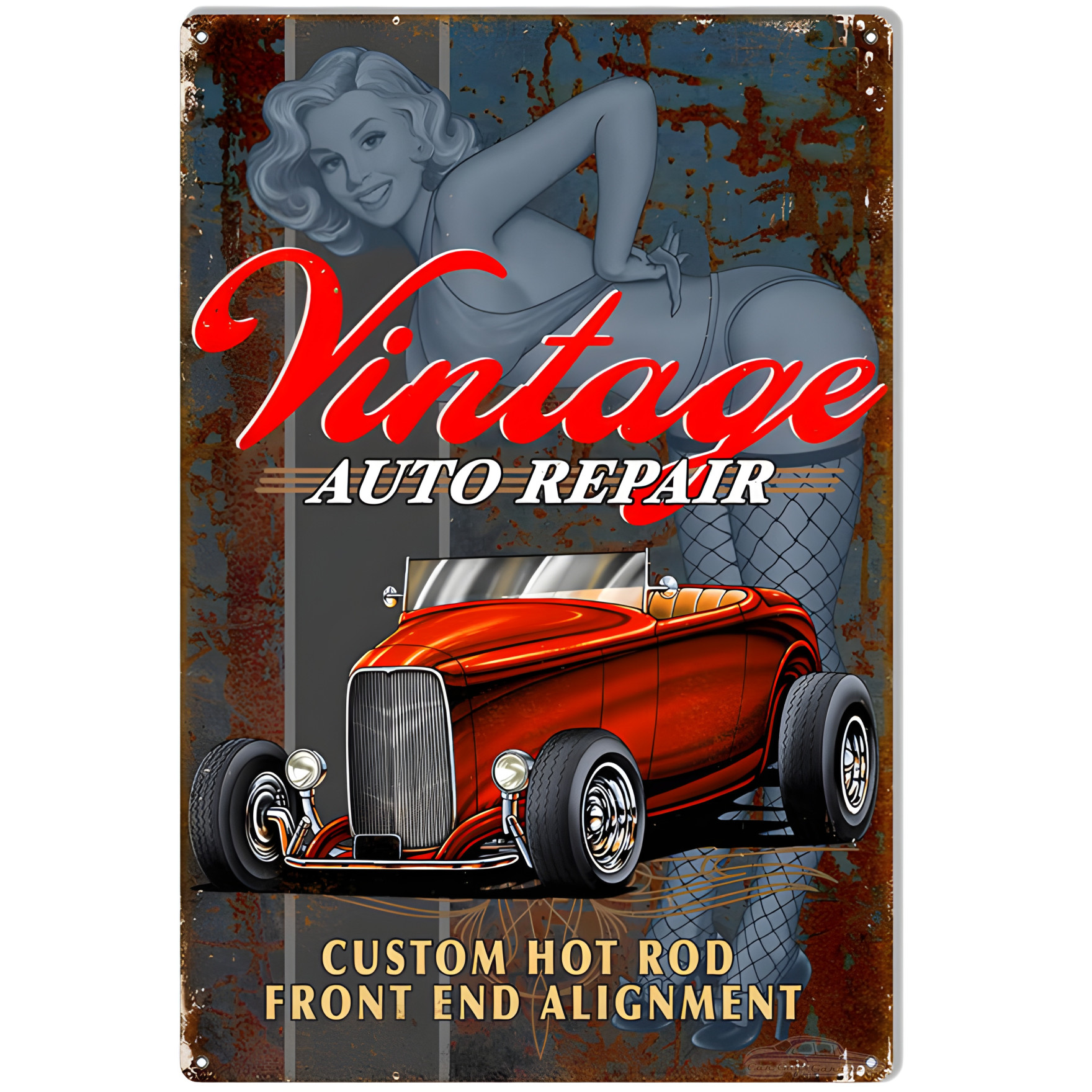 Custom Hot Rod Pin Up Girl Vintage Looking Garage Art Metal Sign - 12 ...