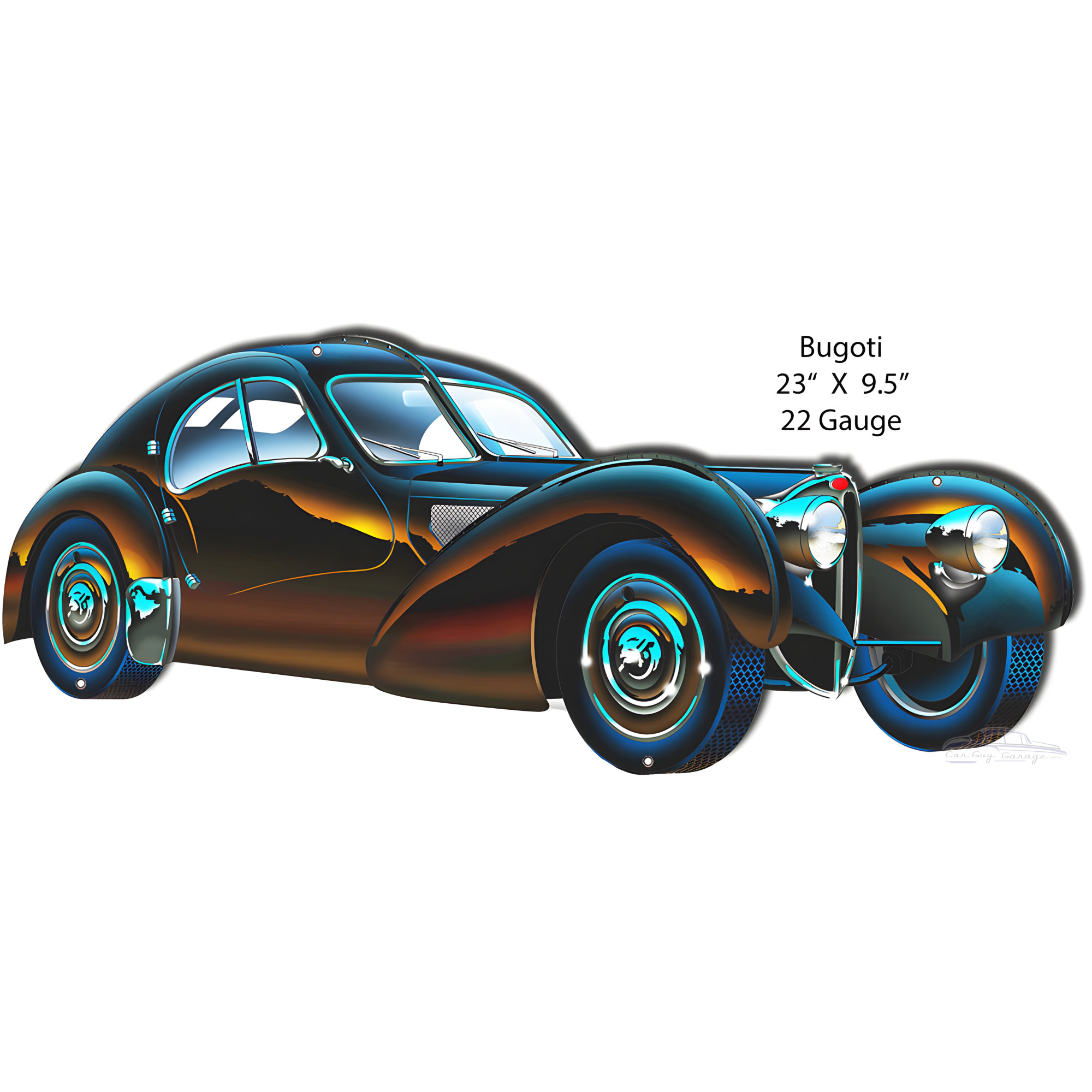 Bugatti Laser Cut Out Metal Sign - 9.5" x 23"