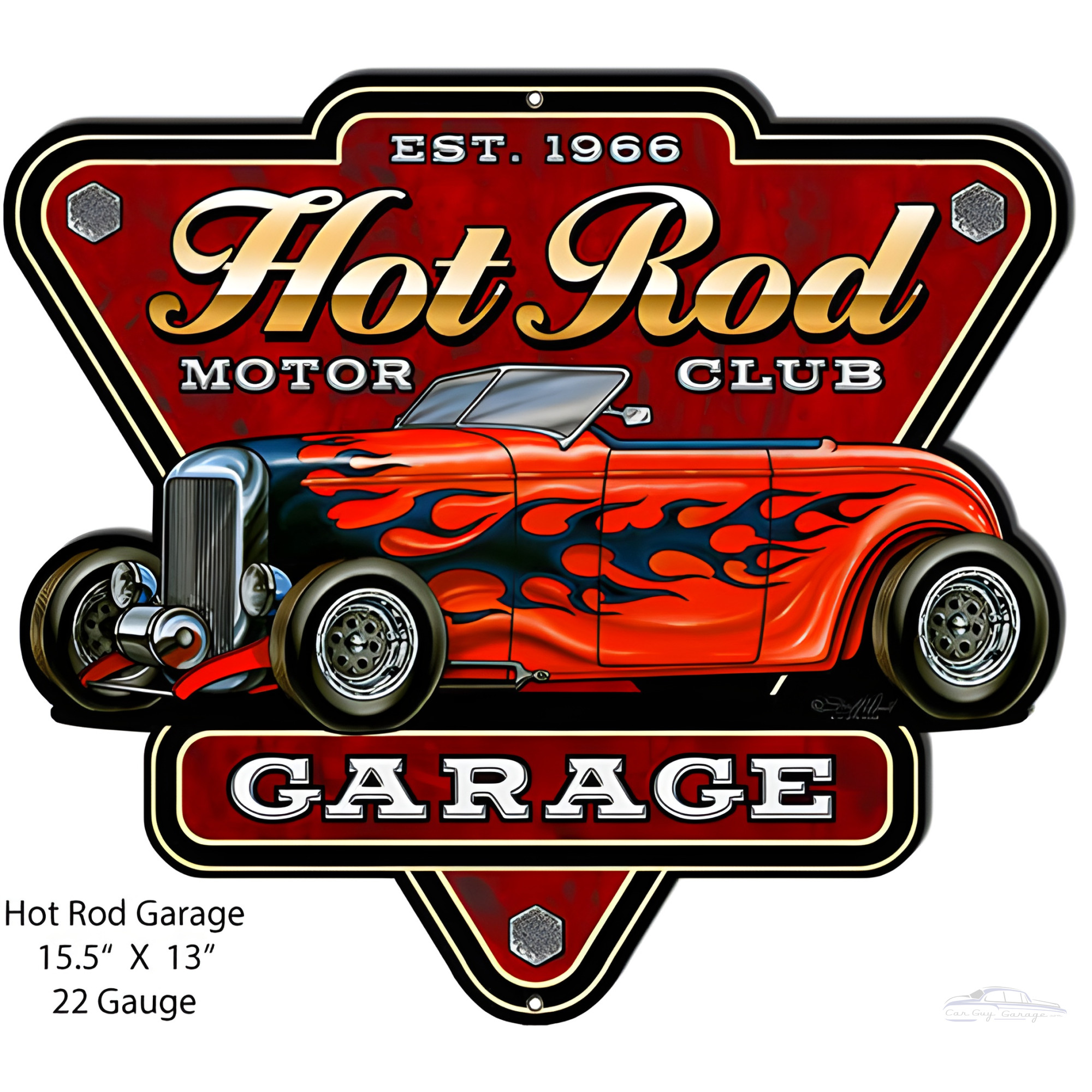 Hot Rod Motor Club Laser Cut Out Garage Art Metal Sign - 13" x 15.5"