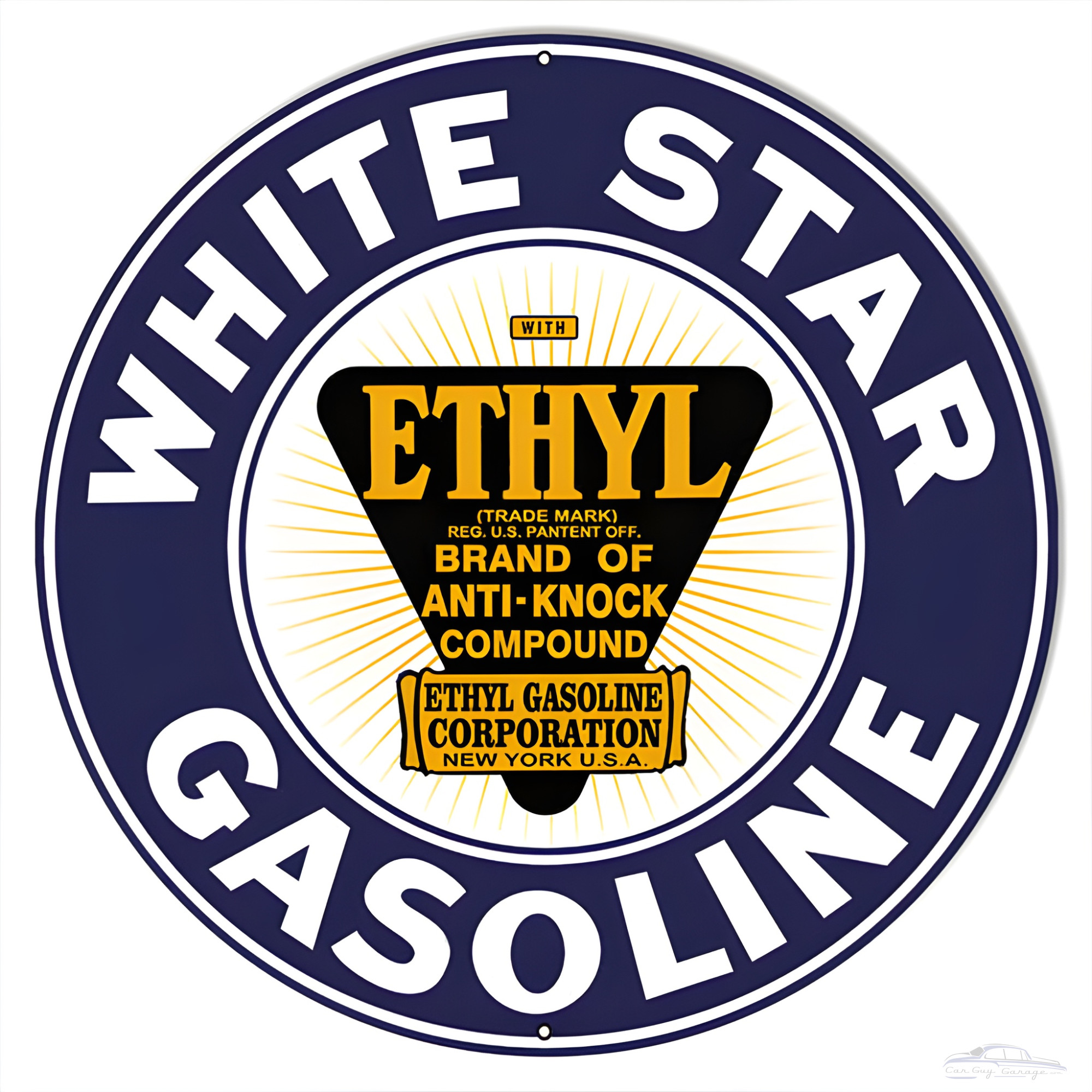 White Star Gasoline Motor Oil Metal Sign - 24" Round