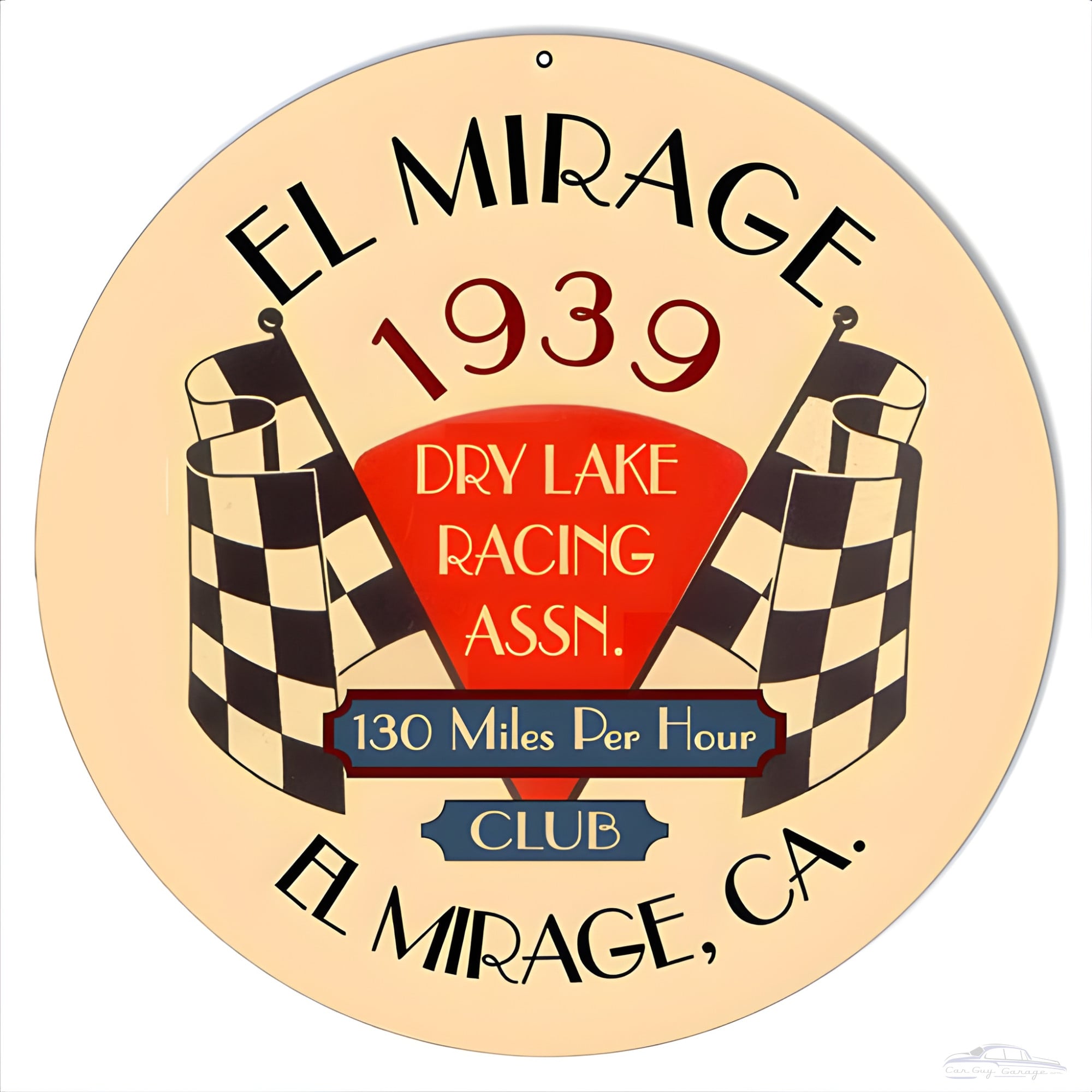 El Mirage Dry Lake Racing 1939 Motor Speedway Metal Sign - 14" Round