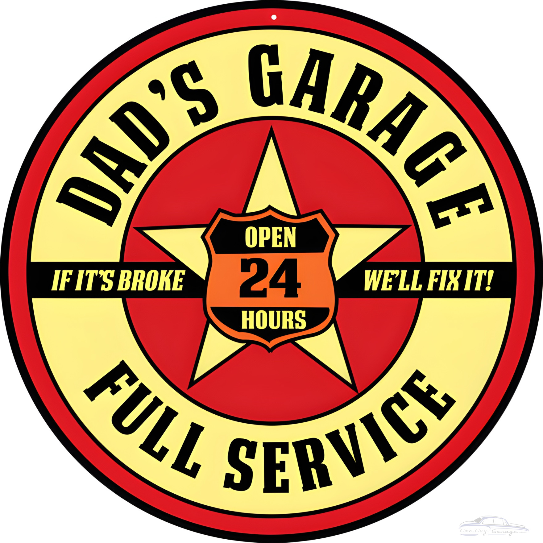 Full Service 24 Hours Gas Station Metal Sign - 14" Round