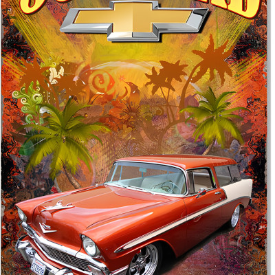 Chevy Nomad 56 Metal Sign - 12" x 18"