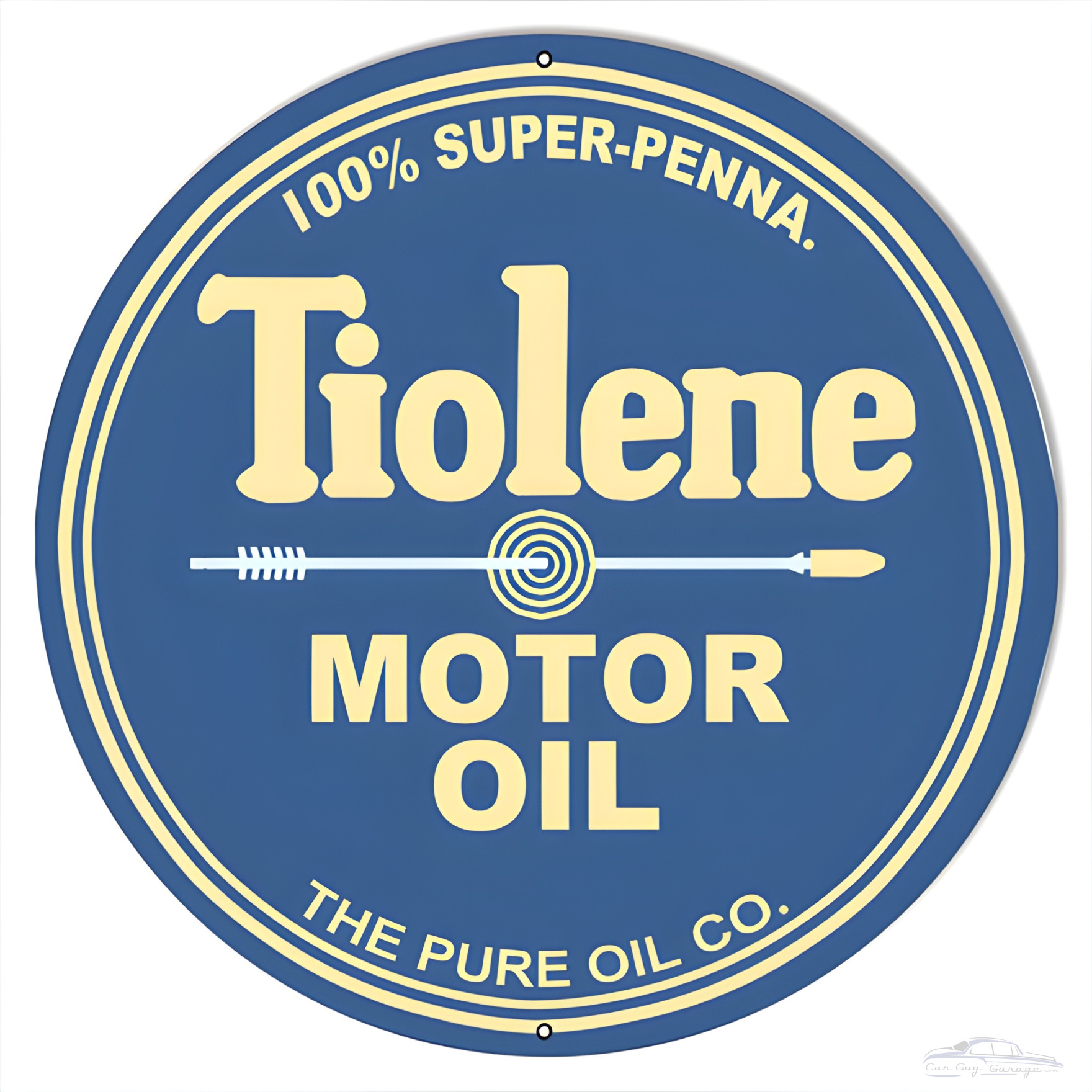 Tiolene 100% Super-Penna Motor Oil Metal Sign - 24" Round