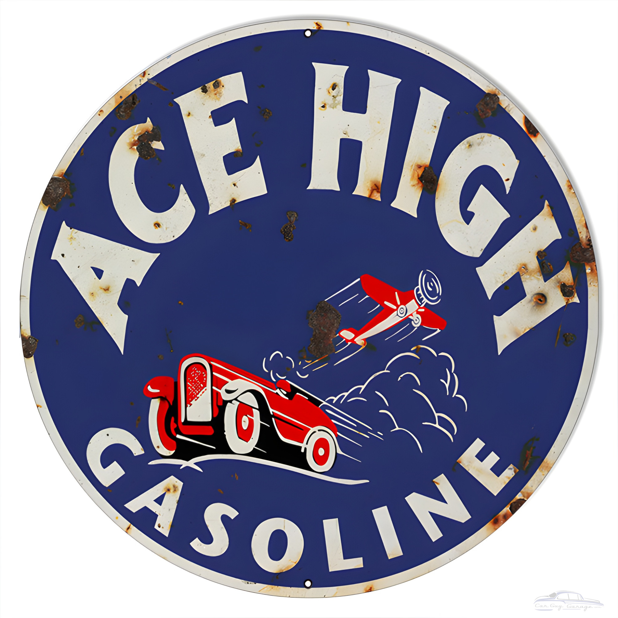 Ace High Gasoline Metal Sign - 18" Round