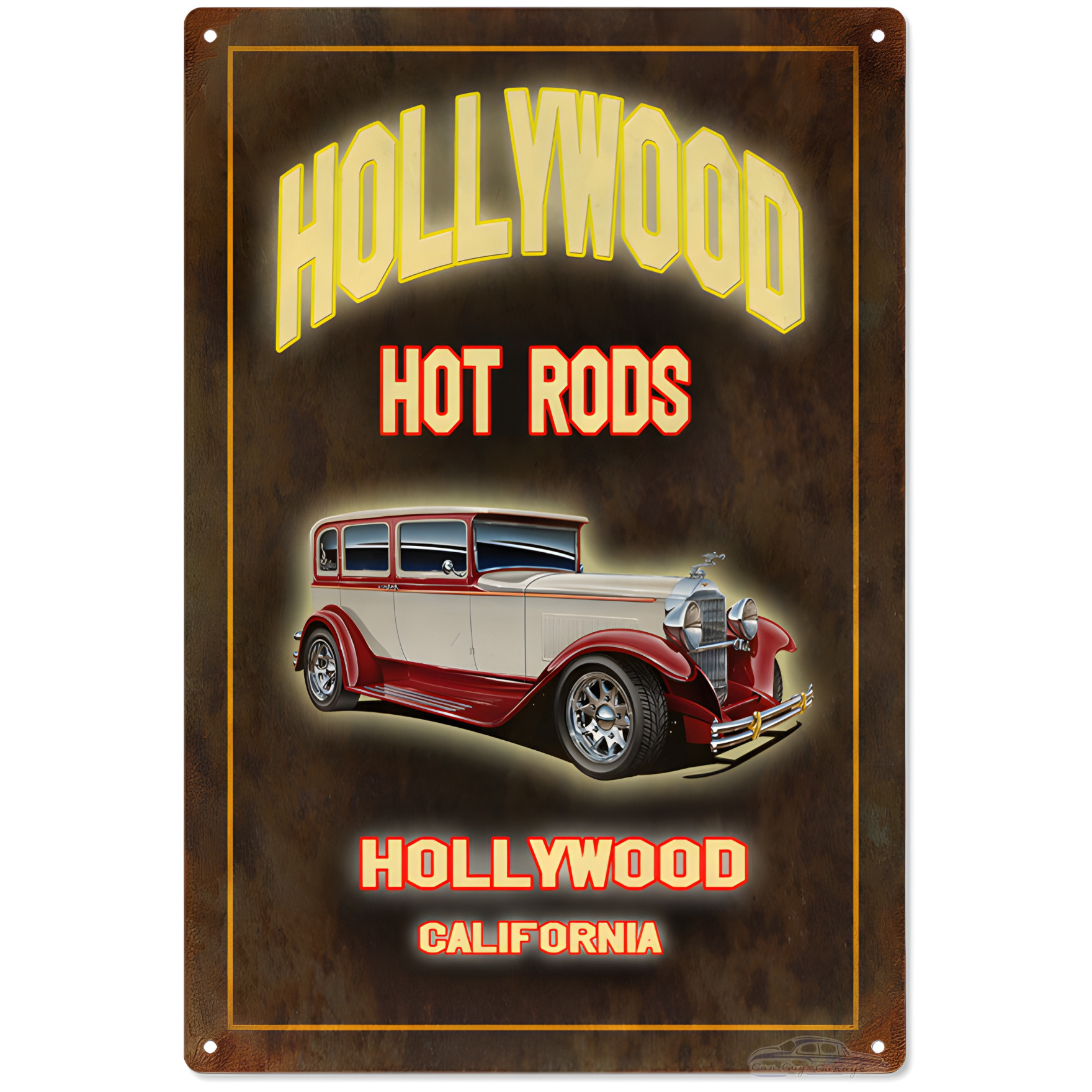 Hollywood's Hot Rod Garage Metal Sign - 12" x 18"