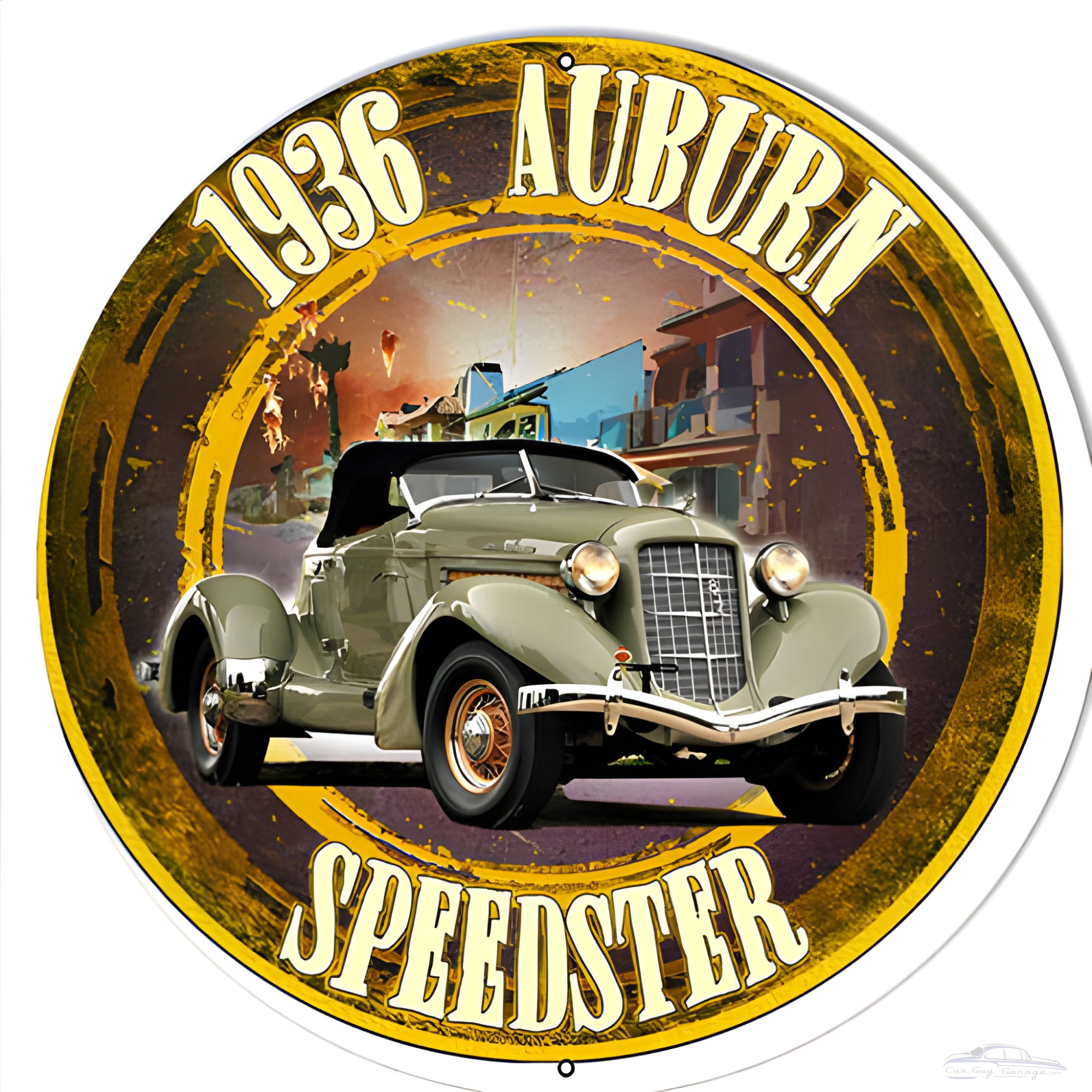 1936 Auburn Speedster Metal Sign - 14" x 14"