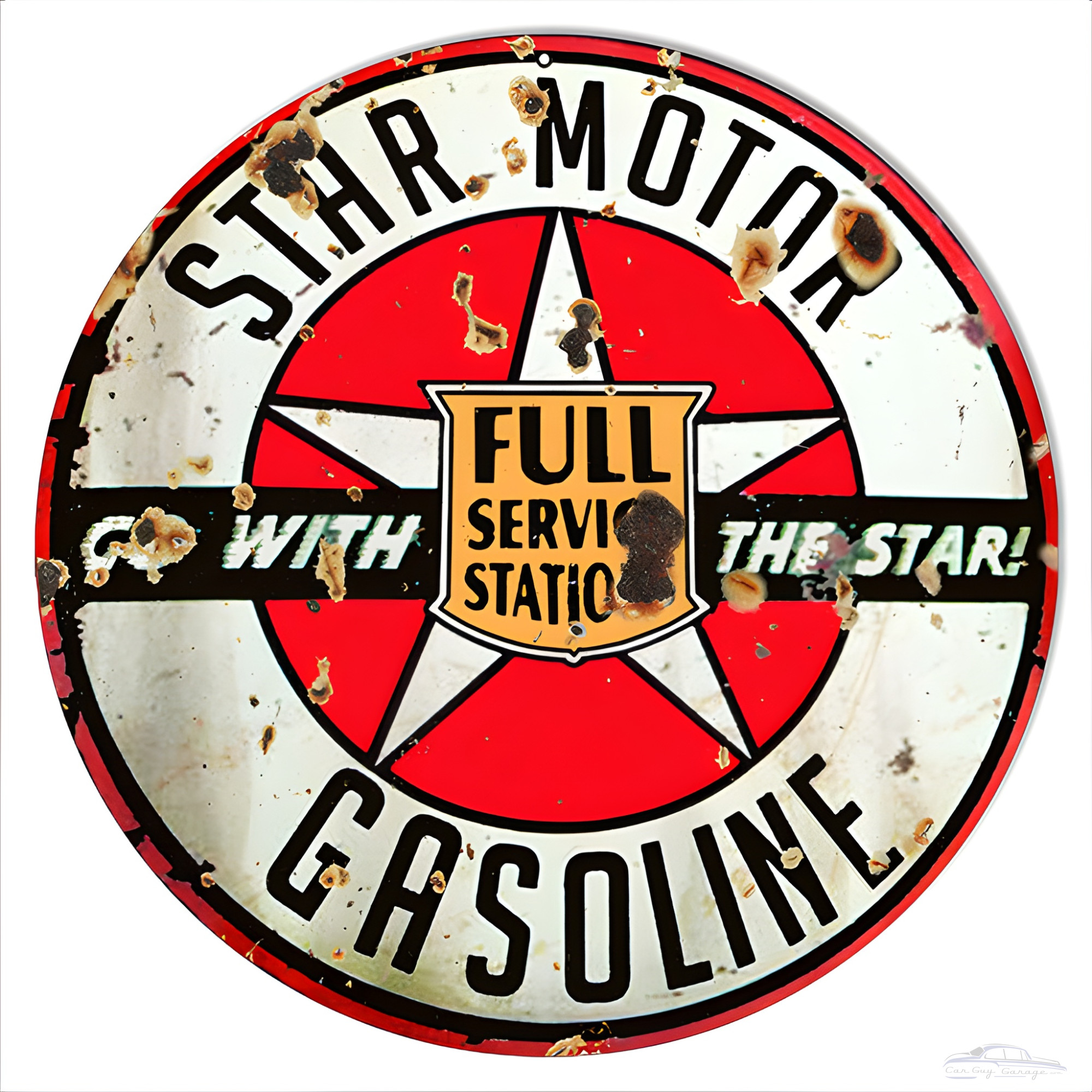 Go With Star Gasoline Metal Sign - 14" Round