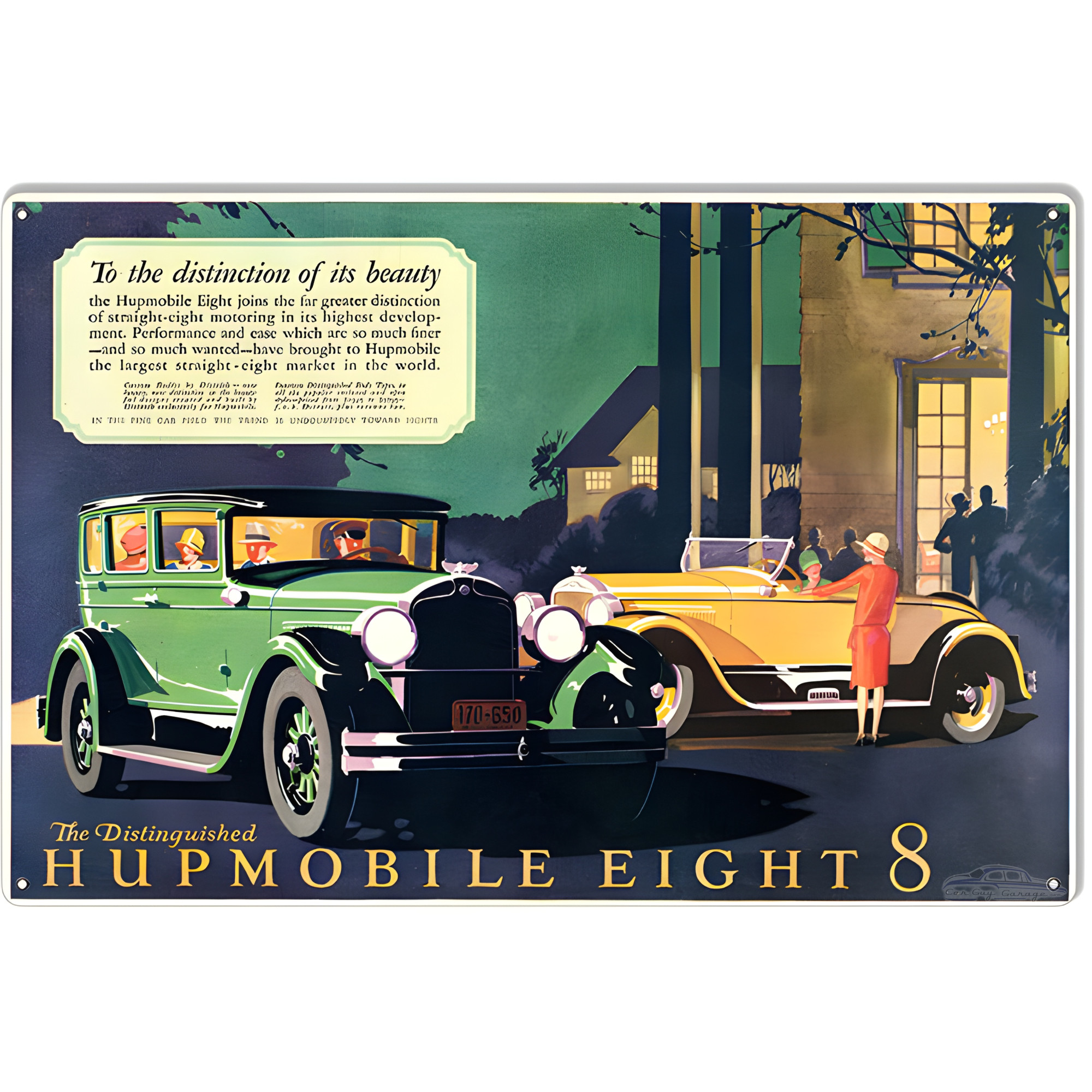 Humpmobile Eight Reproduction Classic Car Garage Shop Metal Sign - 12 ...