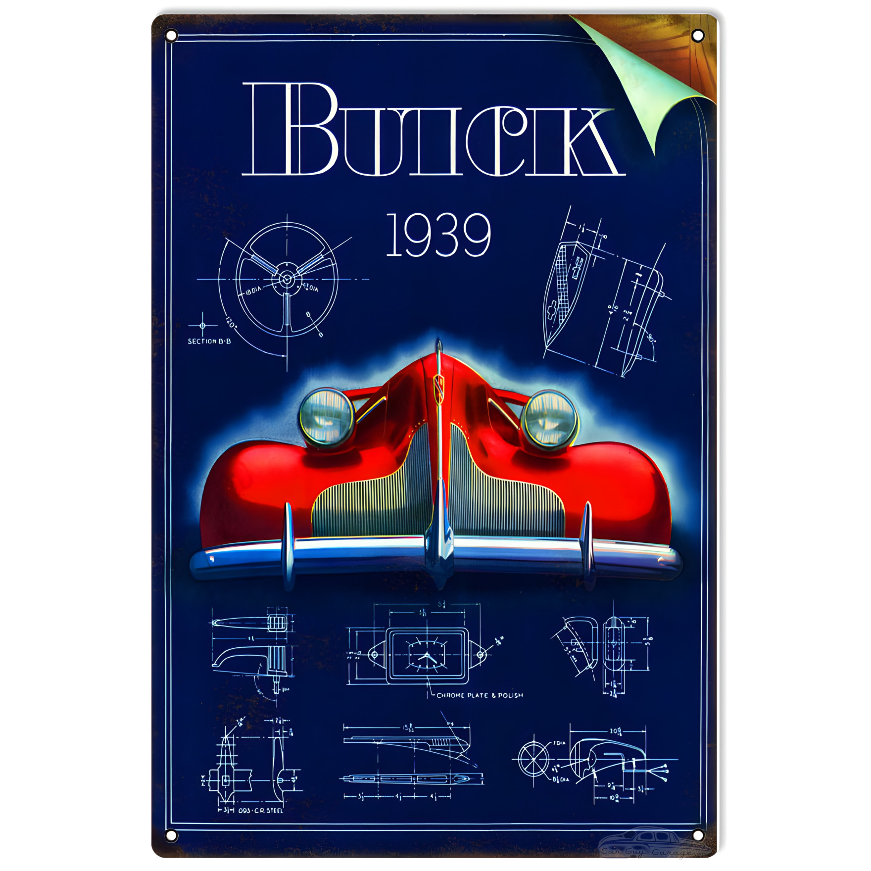 Buick 1939 Automobile Metal Sign - 12" x 18"