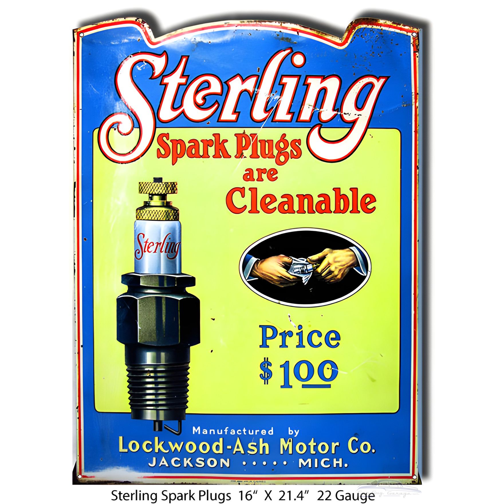 Sterling Spark Plugs Metal Sign - 16" x 21.4"