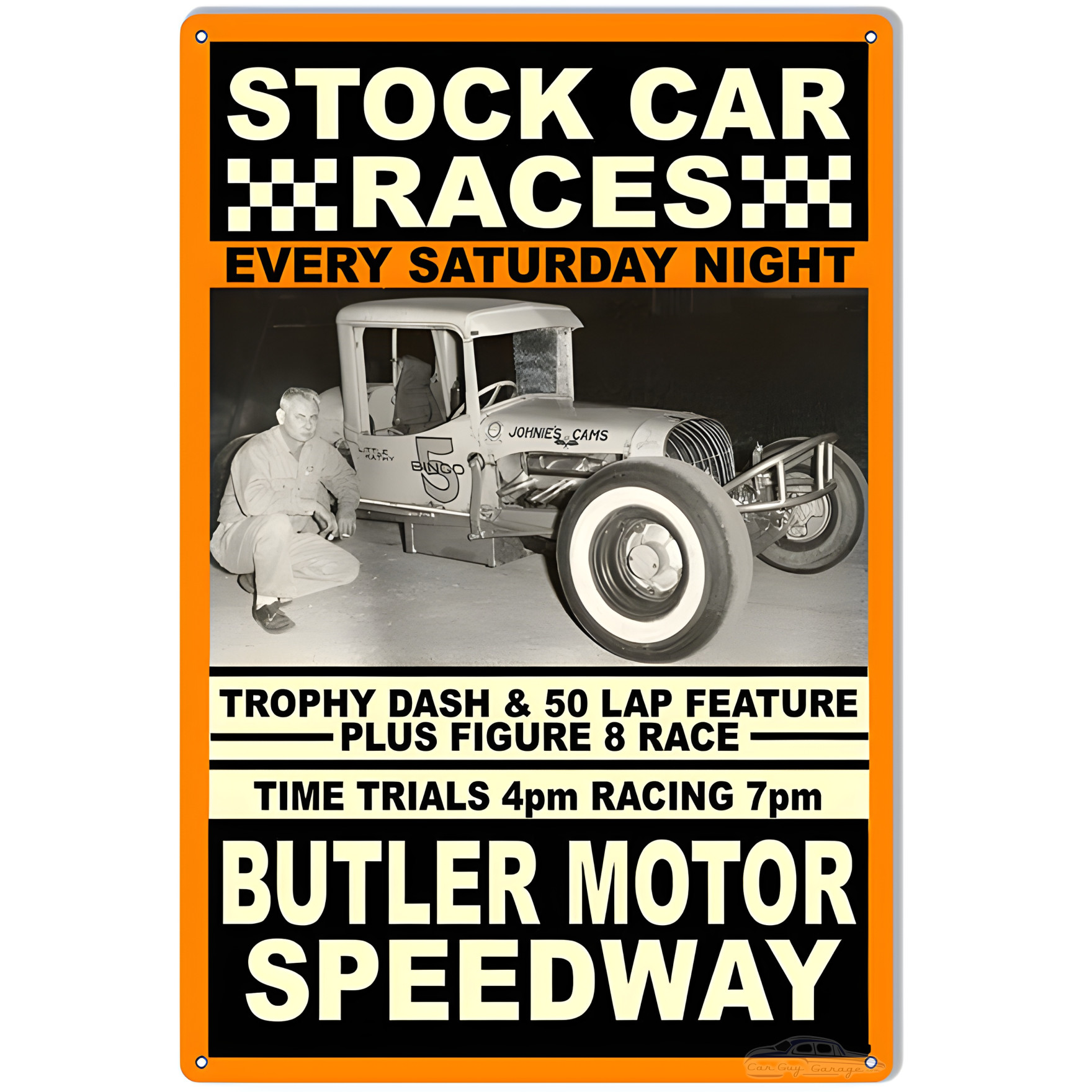 Stock Car Races Butler Motor Speedway Metal Sign - 12" x 18"