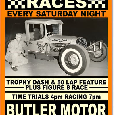 Stock Car Races Butler Motor Speedway Metal Sign - 12" x 18"