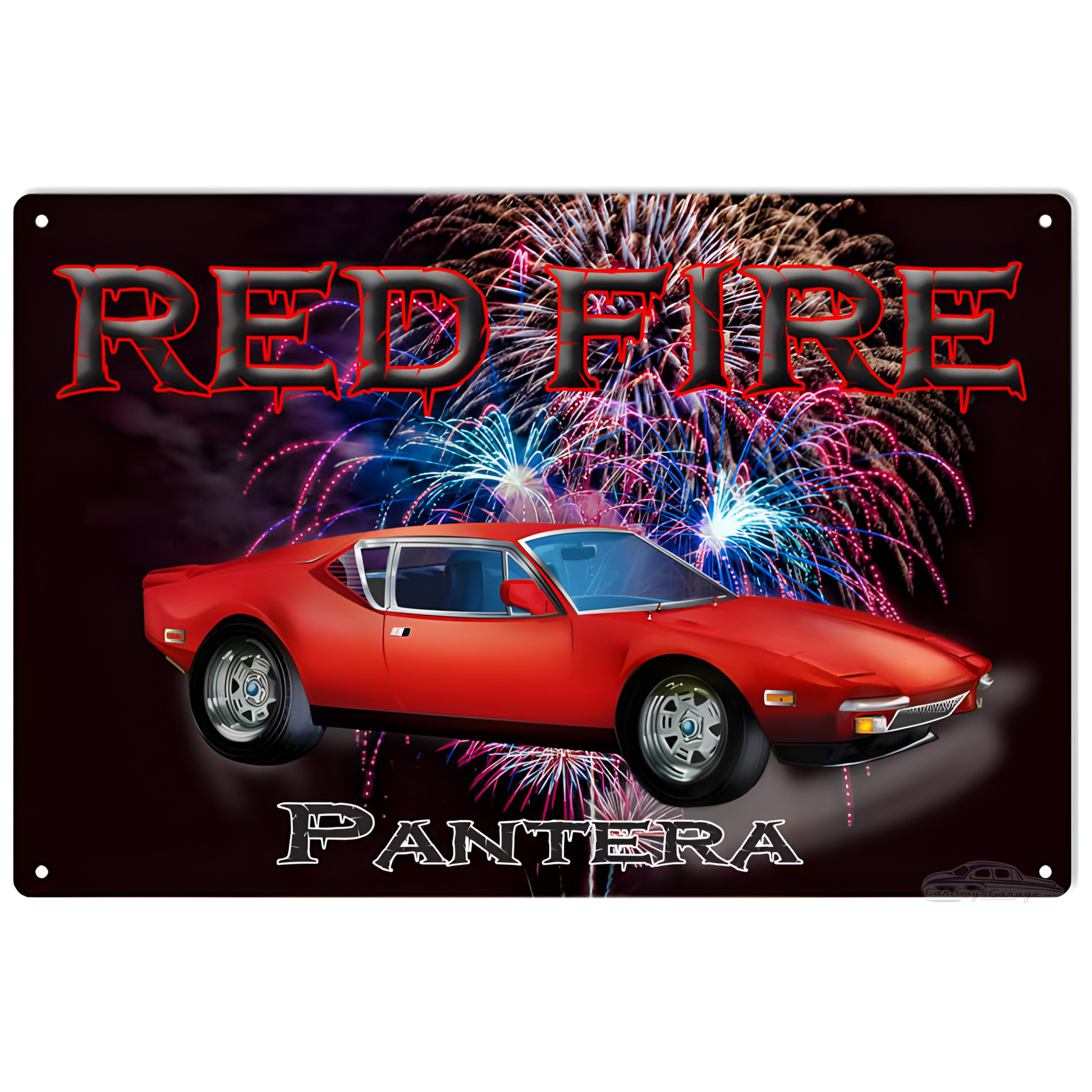 Red Fire Pantera Hot Rod Garage Metal Sign - 16" x 24"
