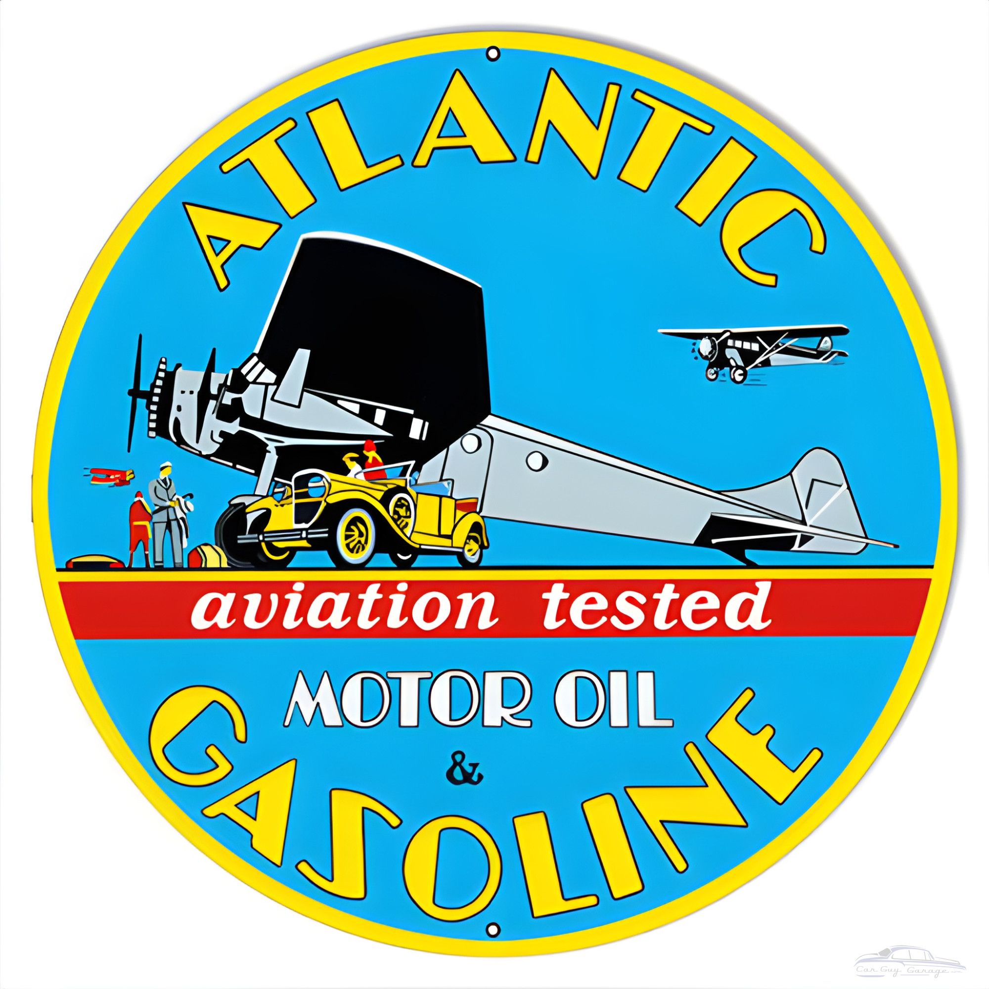 Aviation Vintage Motor Oil Metal Sign - 30" Round