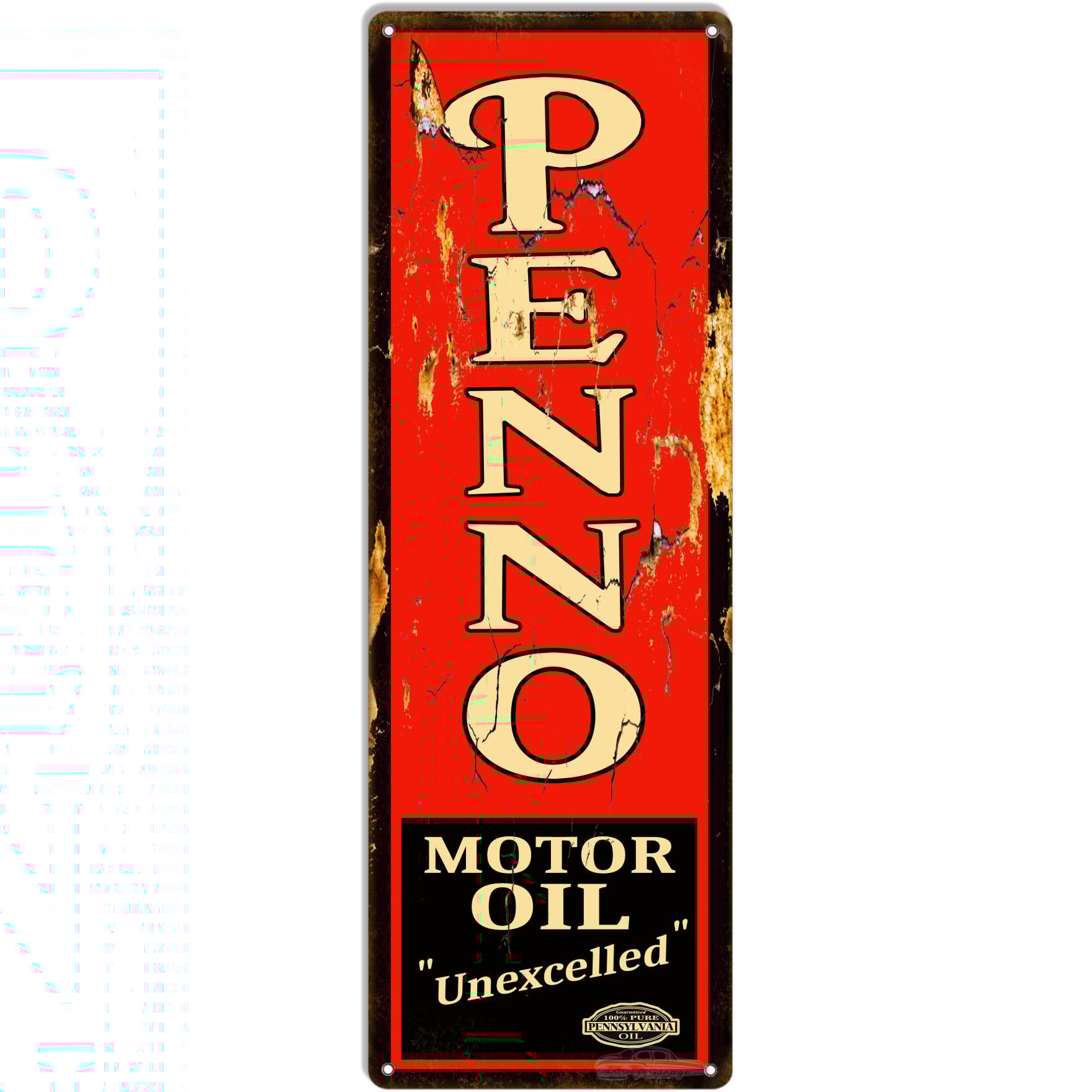 Penno Motor Oil Gas Station Metal Sign - 8" x 24"