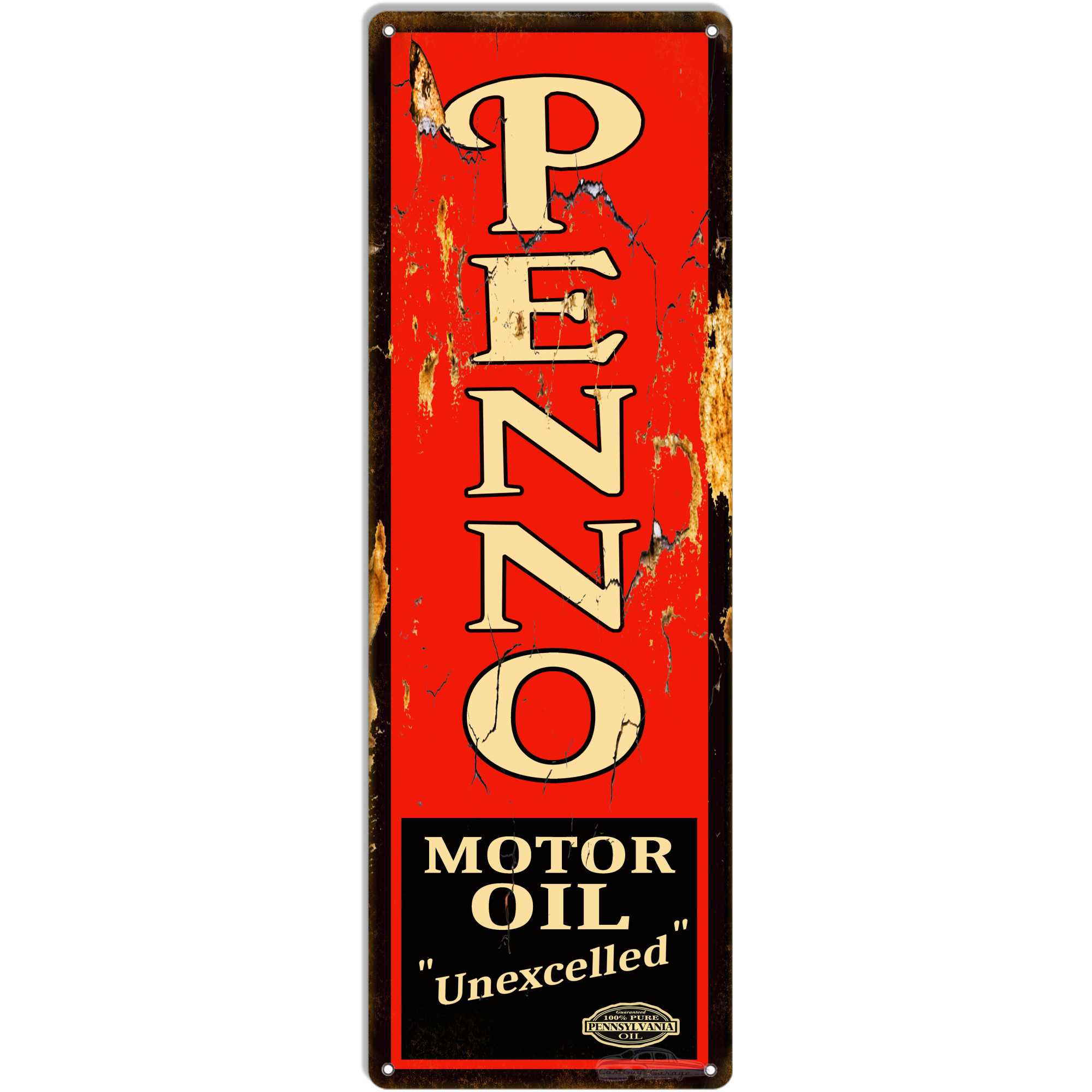 Penno Motor Oil Gas Station Metal Sign - 8" x 24"