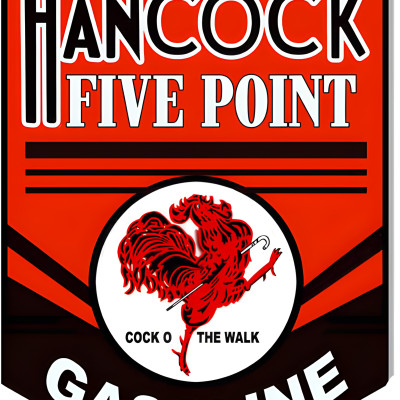Hancock Five Point Gasoline Motor Oil Metal Sign - 16" x 24"