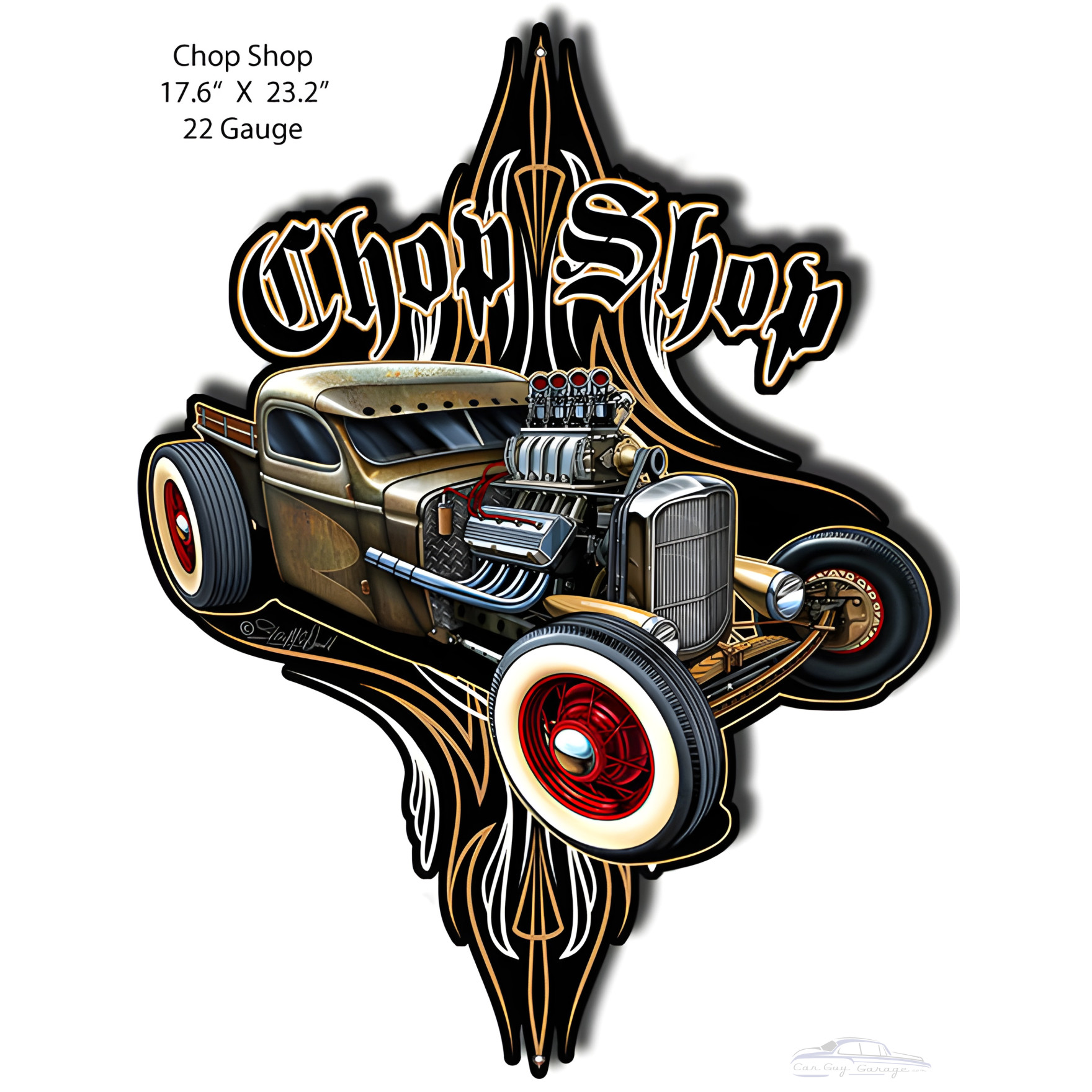Chop Shop Hot Rod Laser Cut Out Garage Art Metal Sign - 17.6" x 23.2"