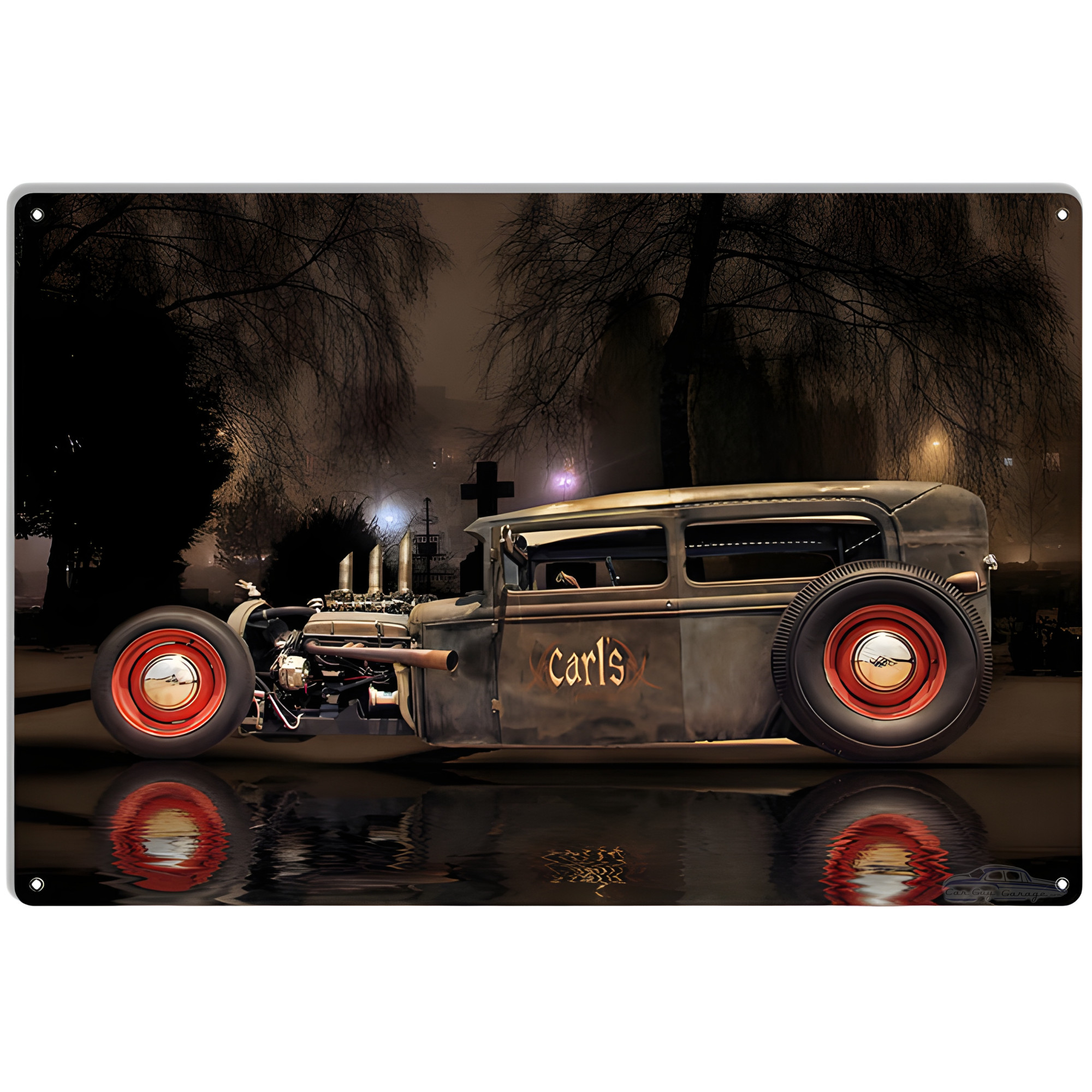 Carl's Classic Rat Rod Metal Sign - 12" x 18"