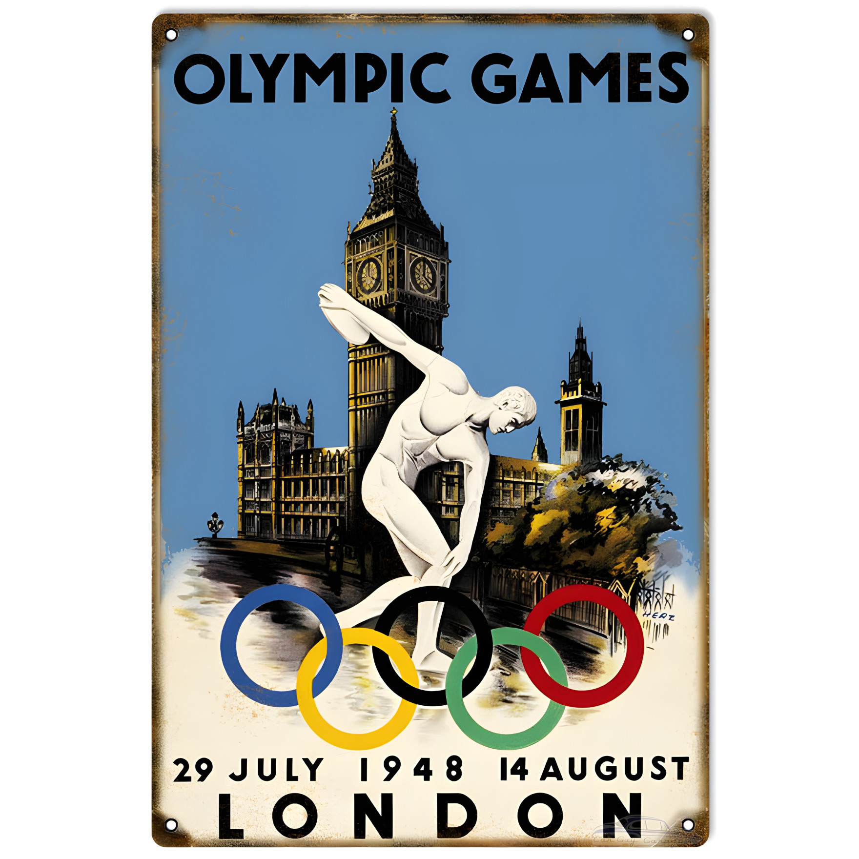Olympic Games July 1948 London Metal Sign - 12" x 18"