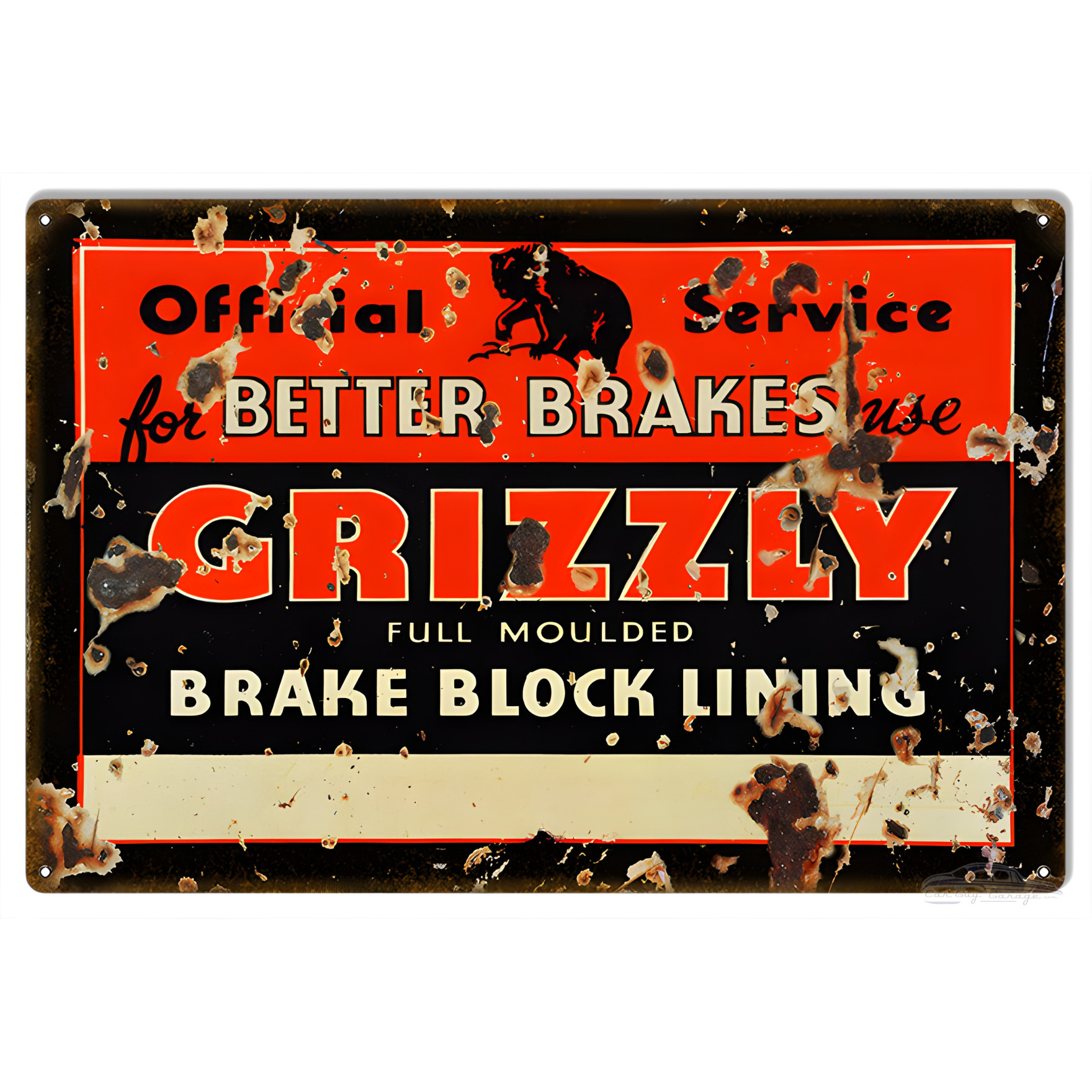 Grizzly Full Moulded Brakes Metal Sign - 12" x 18"