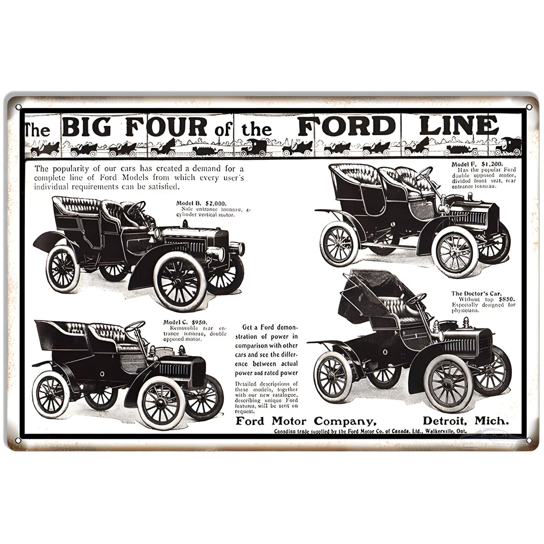 Extra Large Big Four of The Ford Line Metal Sign - 18" x 30"