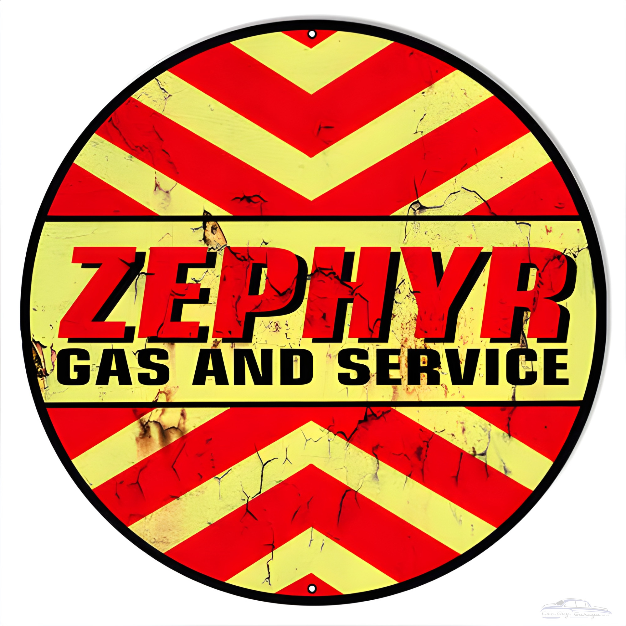 Zephyr Gas And Service Metal Sign - 30" Round